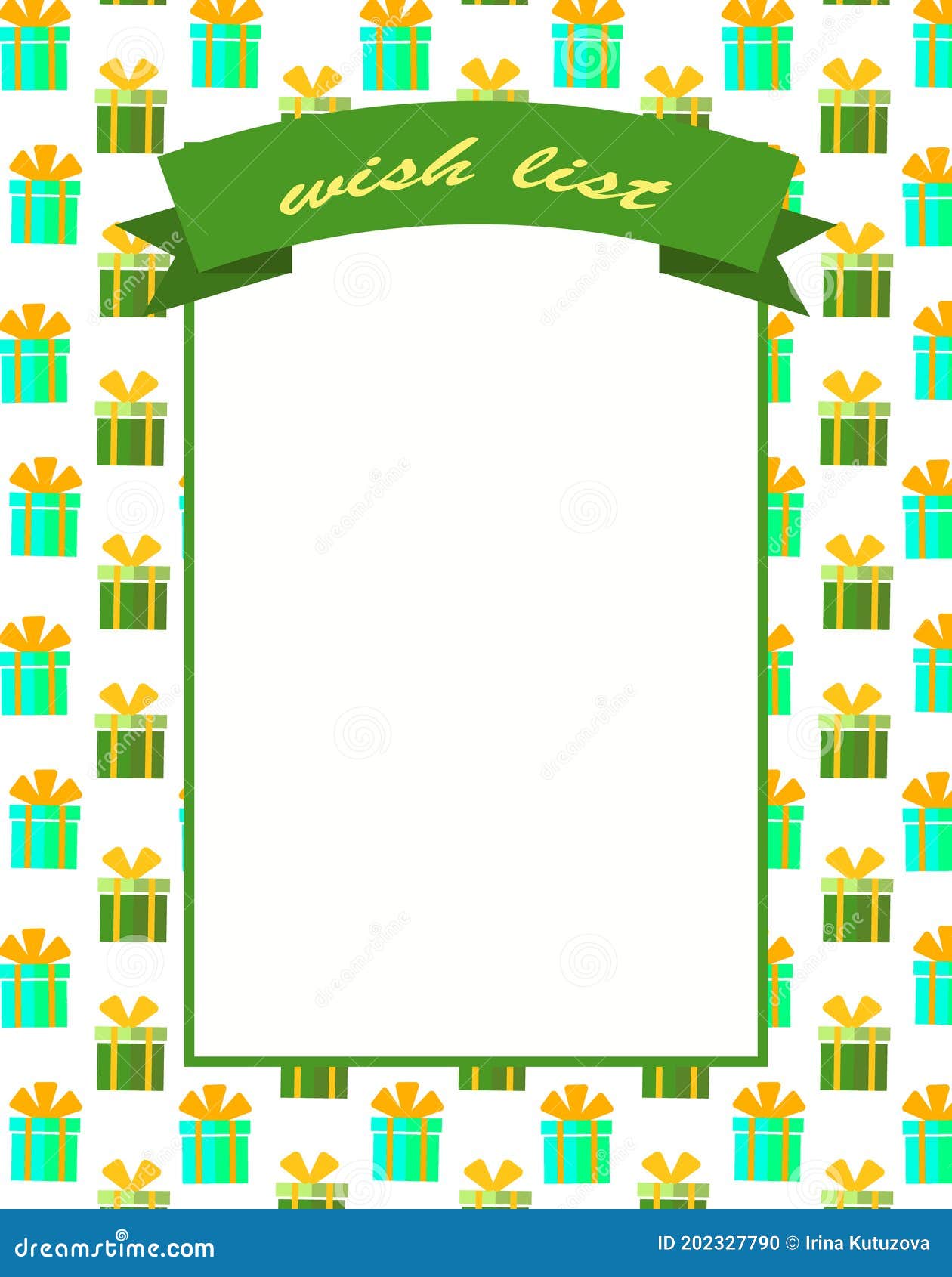 Template Frame for Writing Wishlist. Vector Background. Stock ...