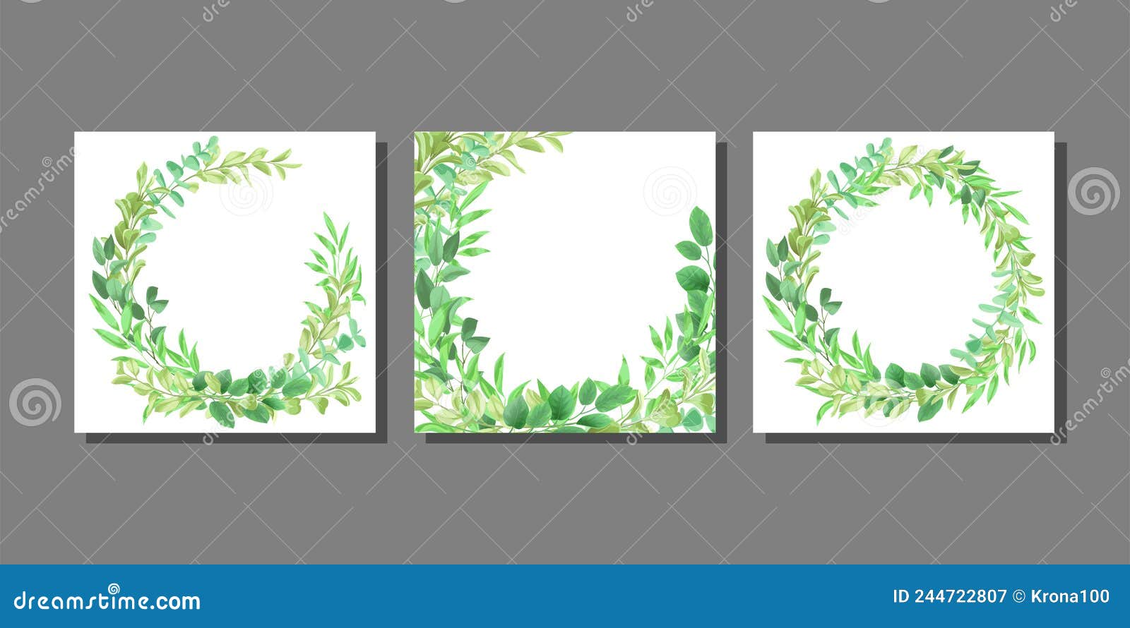 Template Frames Set from Greenery Stock Vector - Illustration of ...