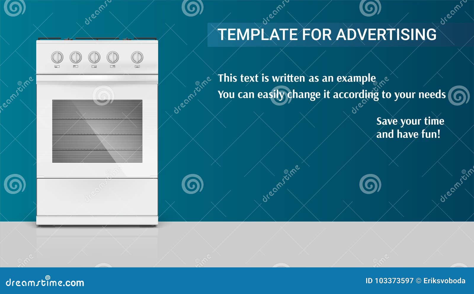 Template with Gas Stove with Oven for Advertisement Stock Vector ...