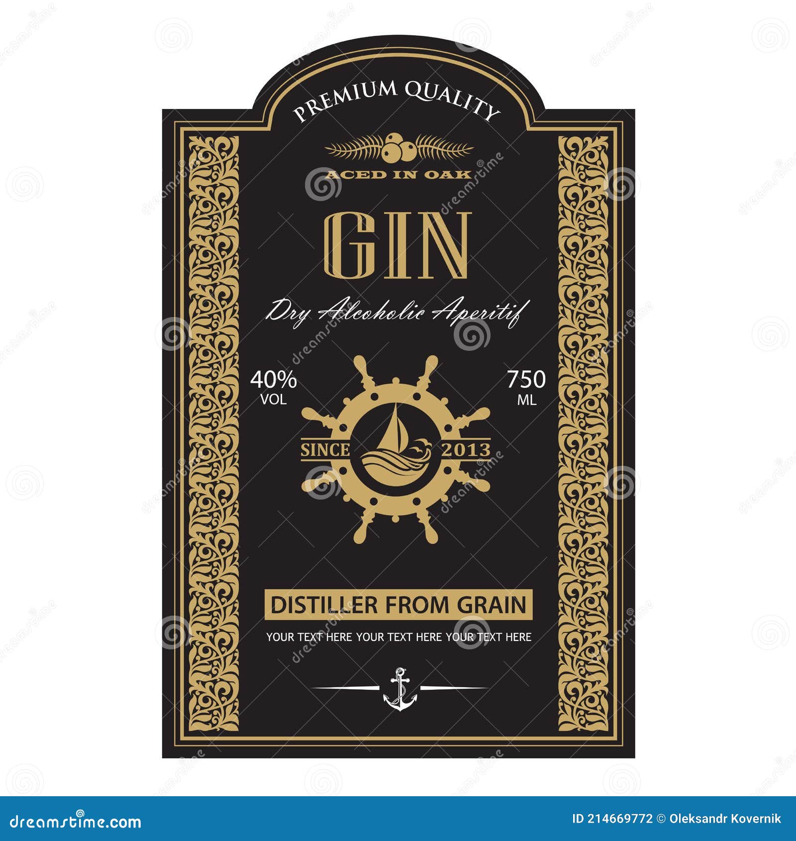 Template gin label stock vector. Illustration of helm - 214669772