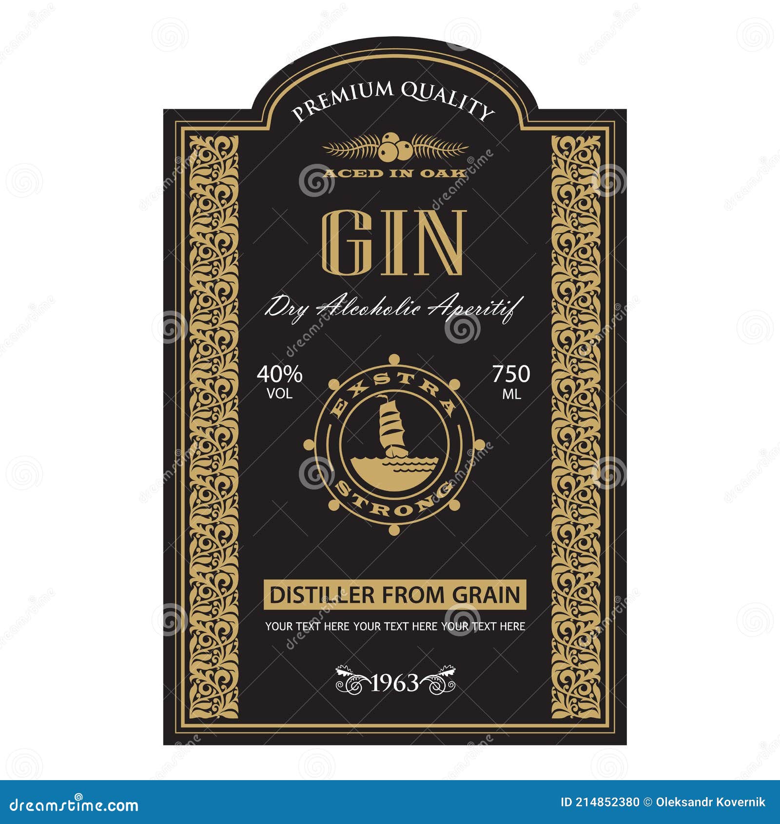Template gin label stock illustration. Illustration of icon - 214852380