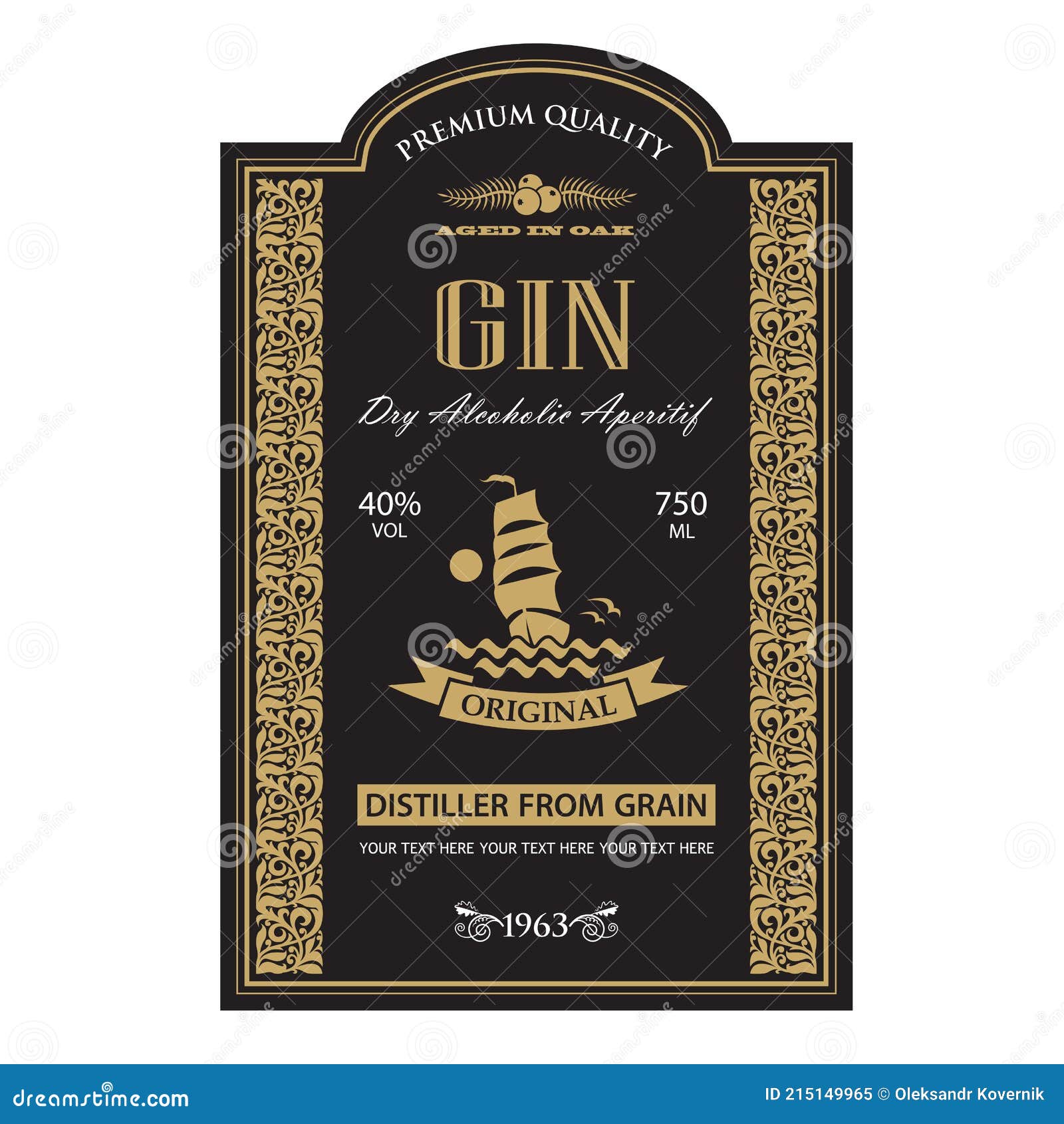 Template gin label stock vector. Illustration of restaurant - 215149965
