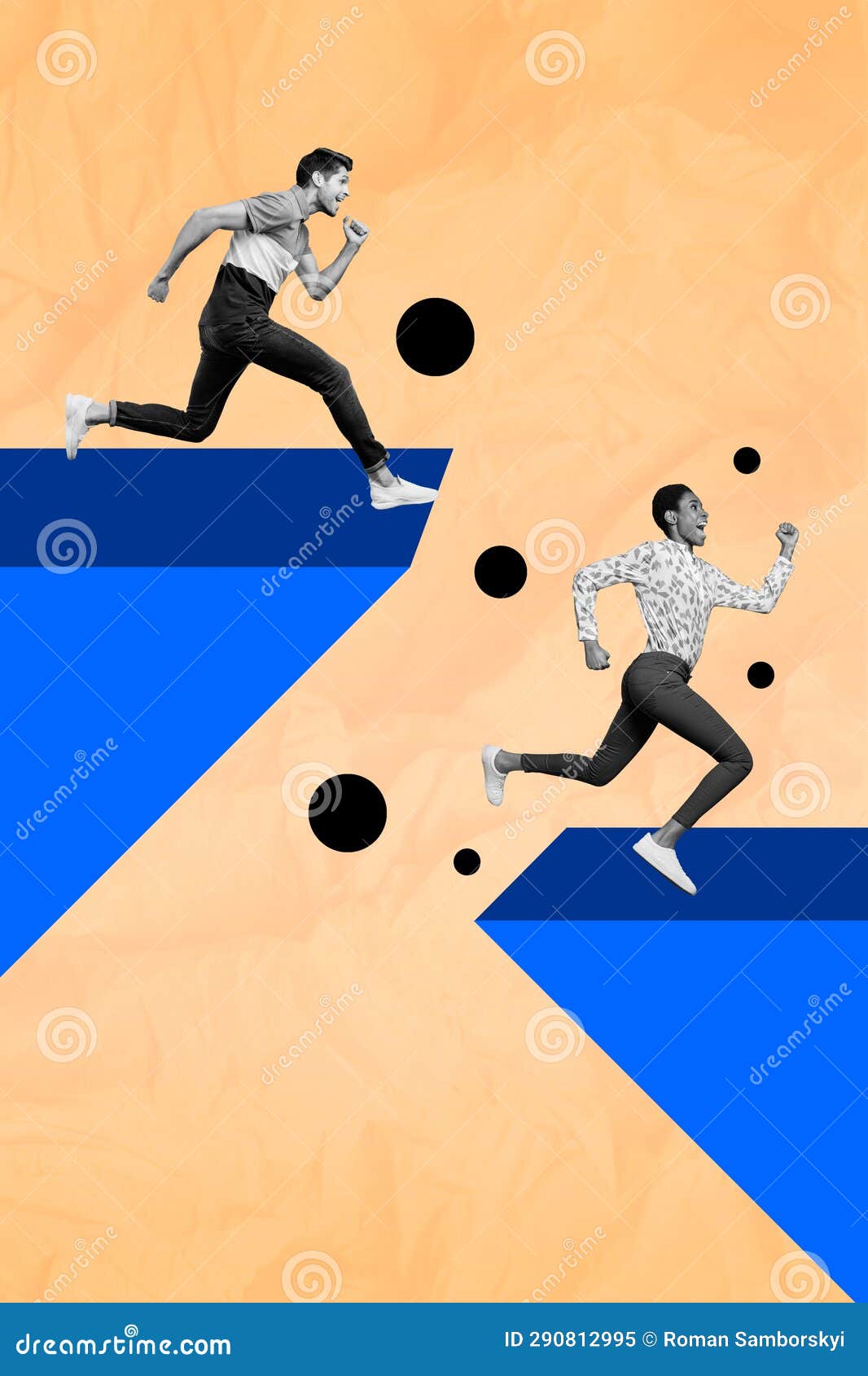 Template Graphics Collage Image of Funky Colleagues Having Working ...