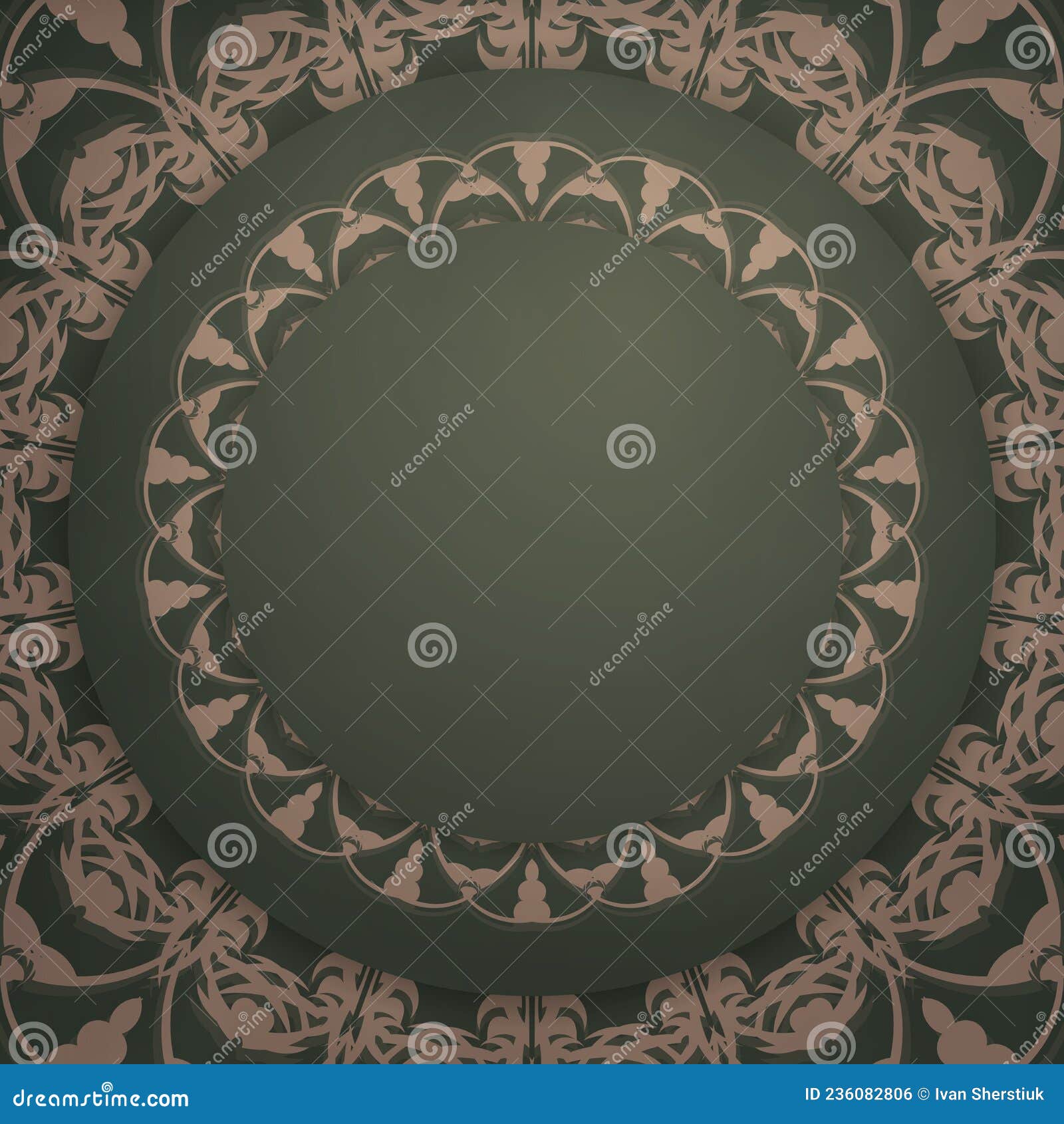 Template Green Postcard with Vintage Brown Pattern Prepared for ...