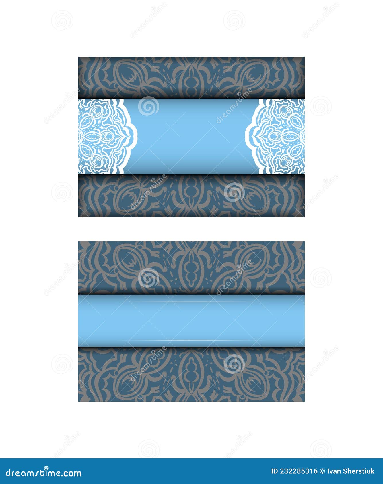 Template Greeting Card in Blue Color with Abstract White Pattern ...