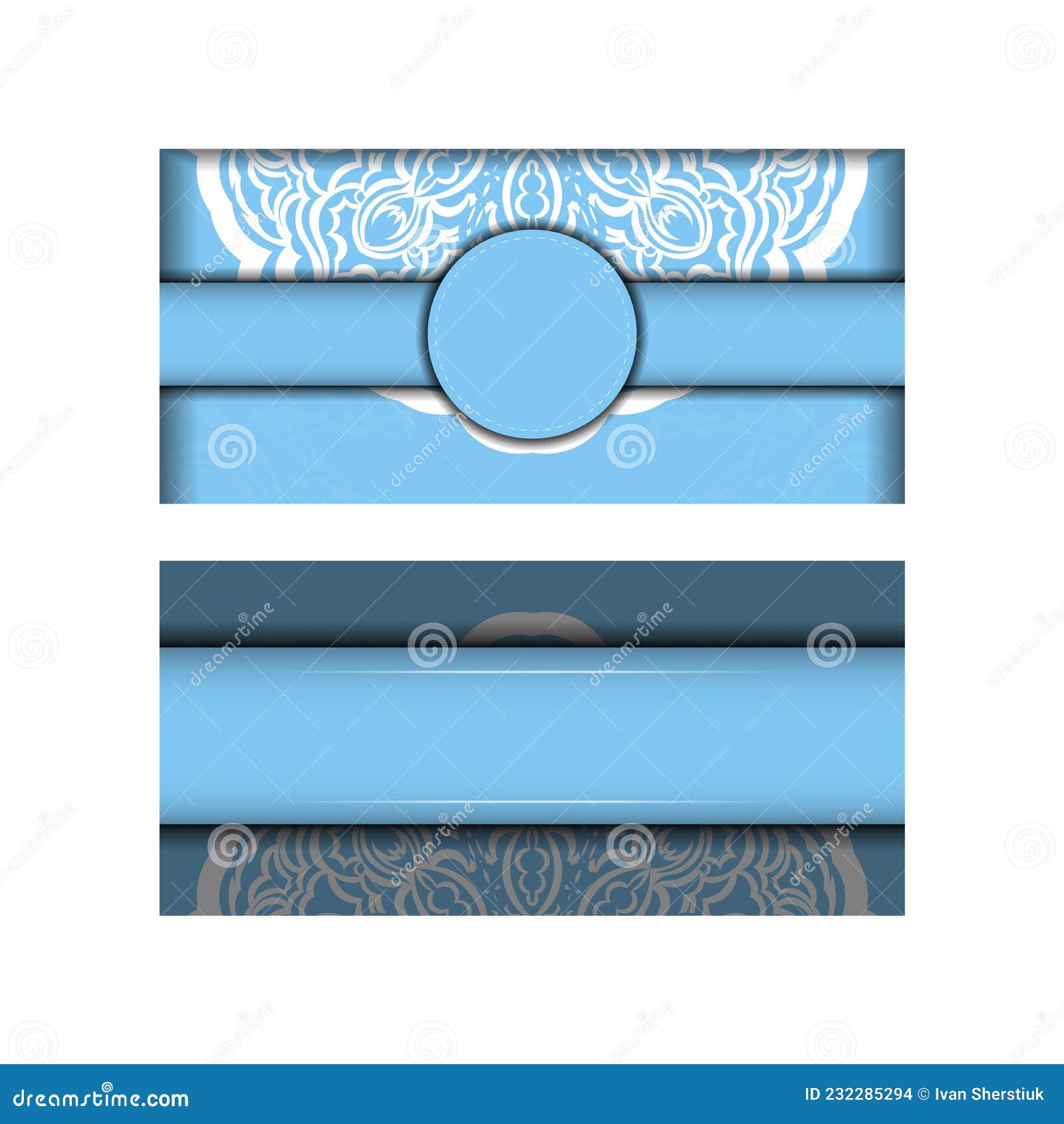 Template Greeting Card in Blue Color with Mandala White Pattern ...
