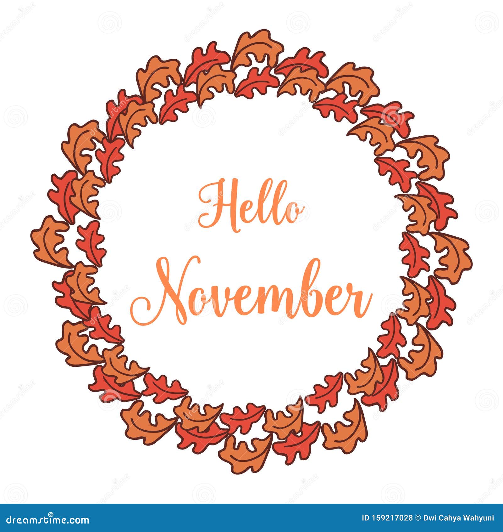 Template of Greeting Card Hello November, with Bright Leaves Frame ...