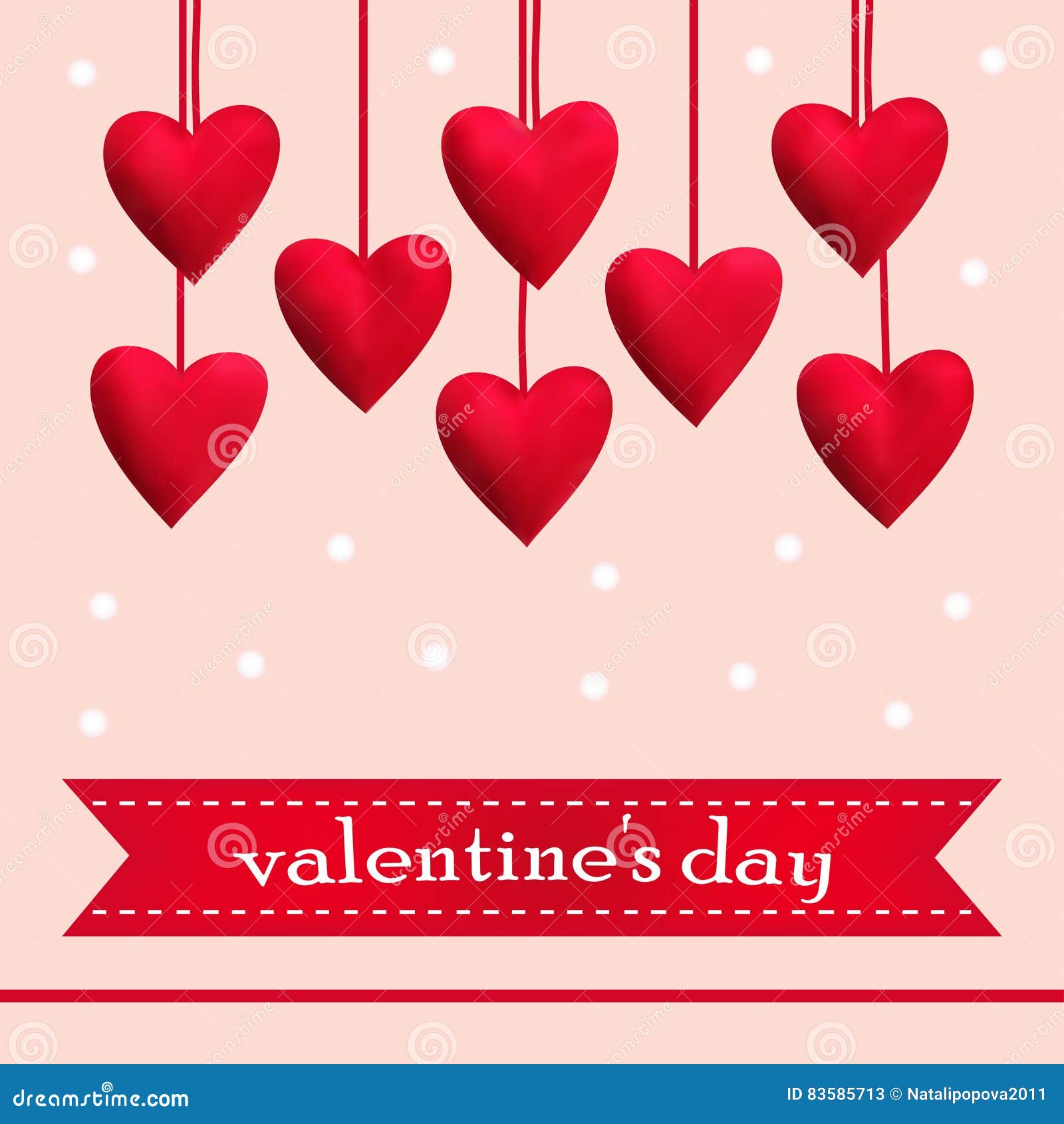 Template Greeting Card with Red Hearts, Vector Illustration Stock ...