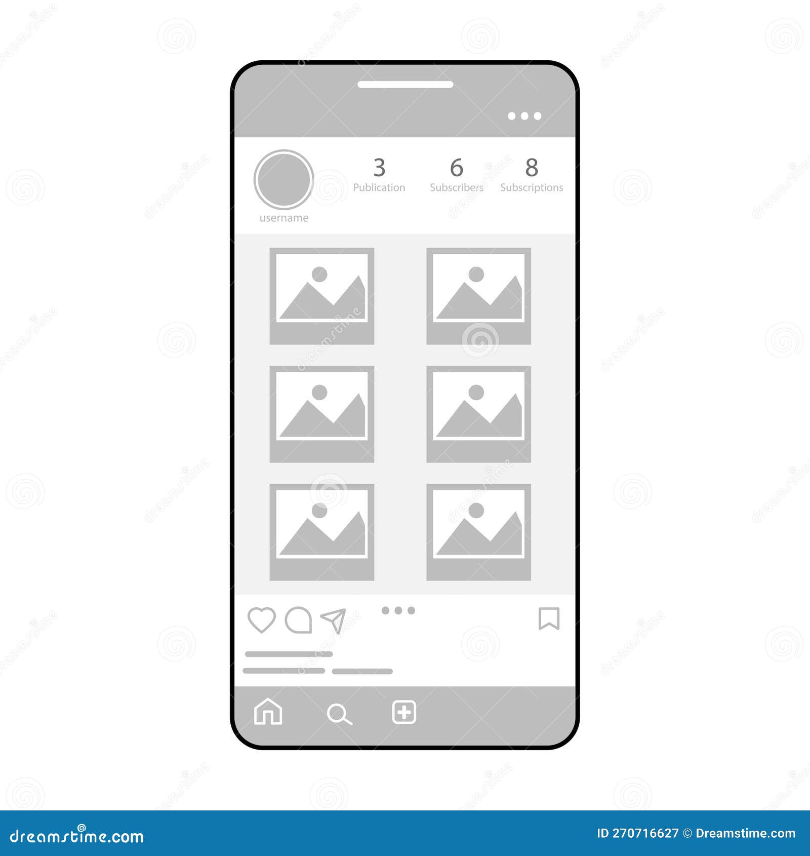 Template with Grey Phone Interface. Vector Illustration Stock Vector ...