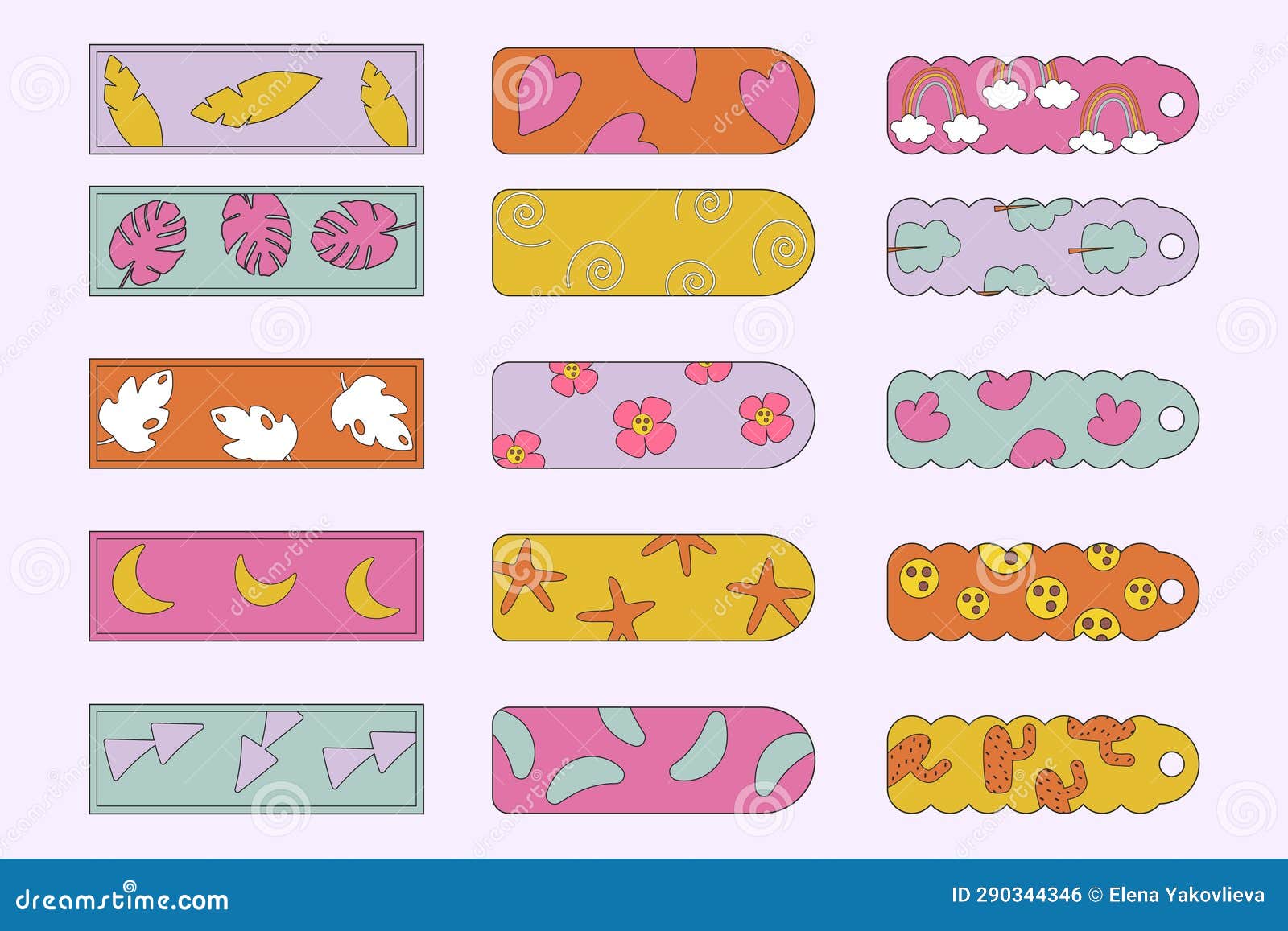 Template Hand Drawn Bookmarks, Stickers Stock Vector - Illustration of ...