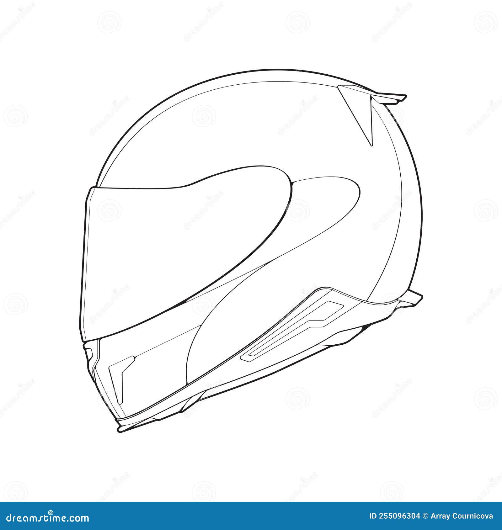 Template Helmet Full Face Line Art Helmet Vector Illustration Line Art Vector Helmet Vector