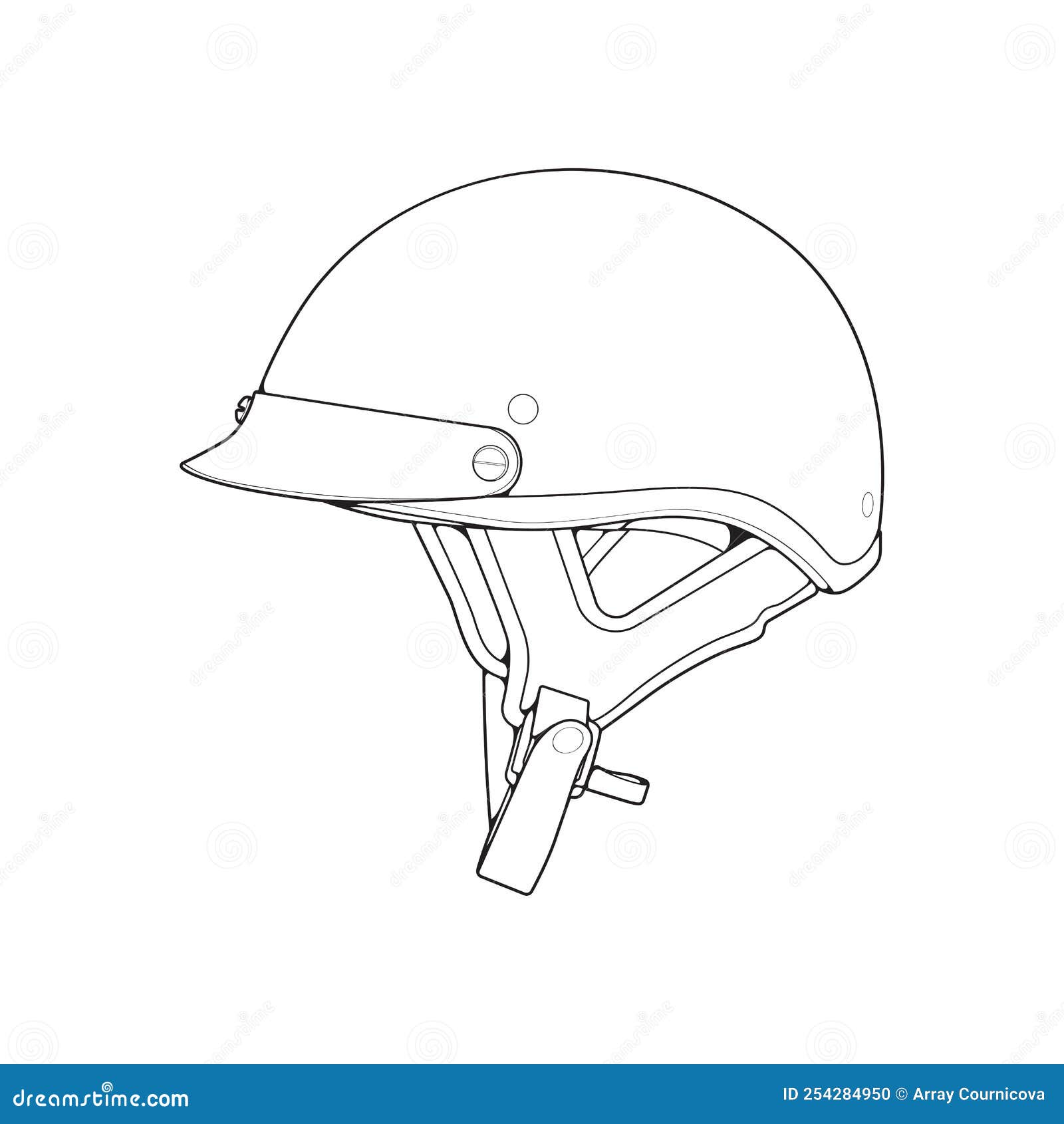 Template Helmet Half Face, Line Art Helmet Vector Illustration, Line ...