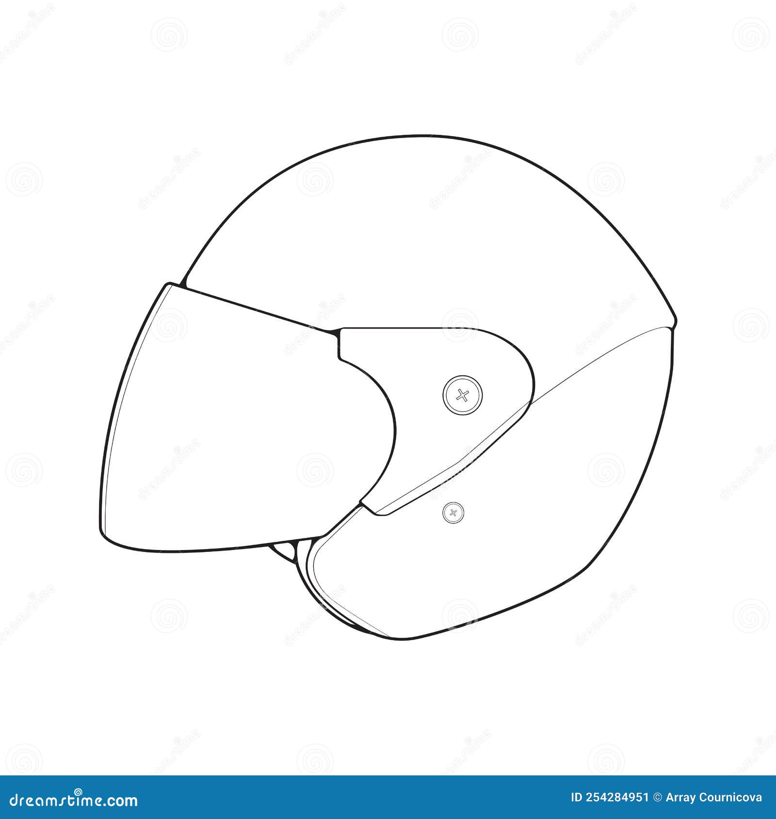 Template Helmet Half Face, Line Art Helmet Vector Illustration, Line ...
