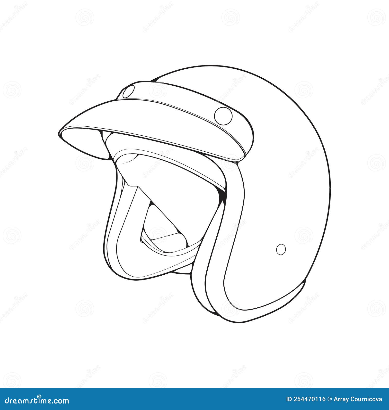 Template Helmet Half Face, Line Art Helmet Vector Illustration, Line ...