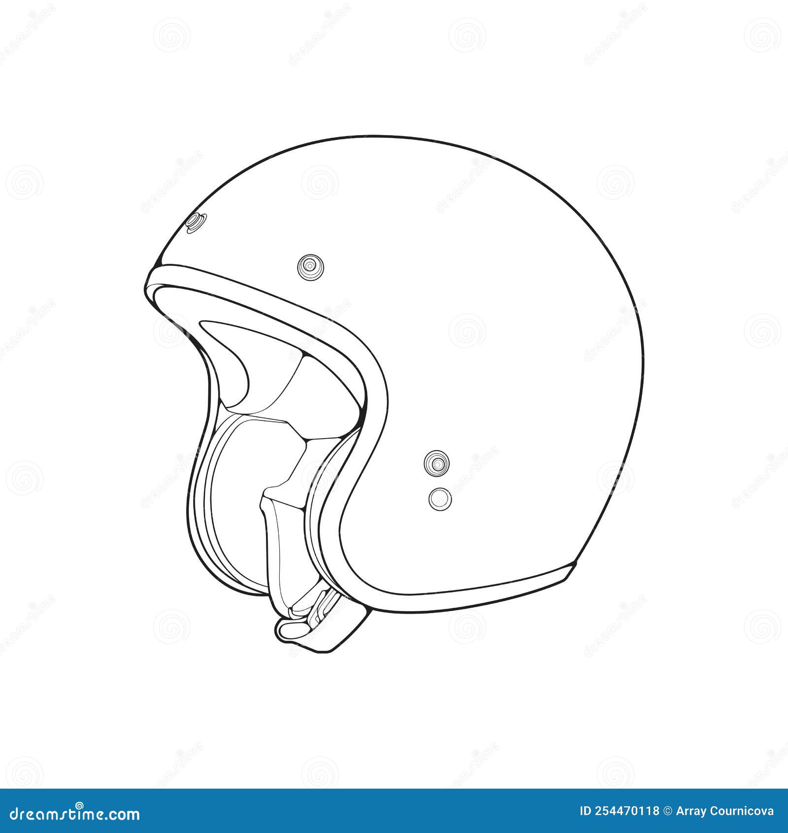 Template Helmet Half Face, Line Art Helmet Vector Illustration, Line ...