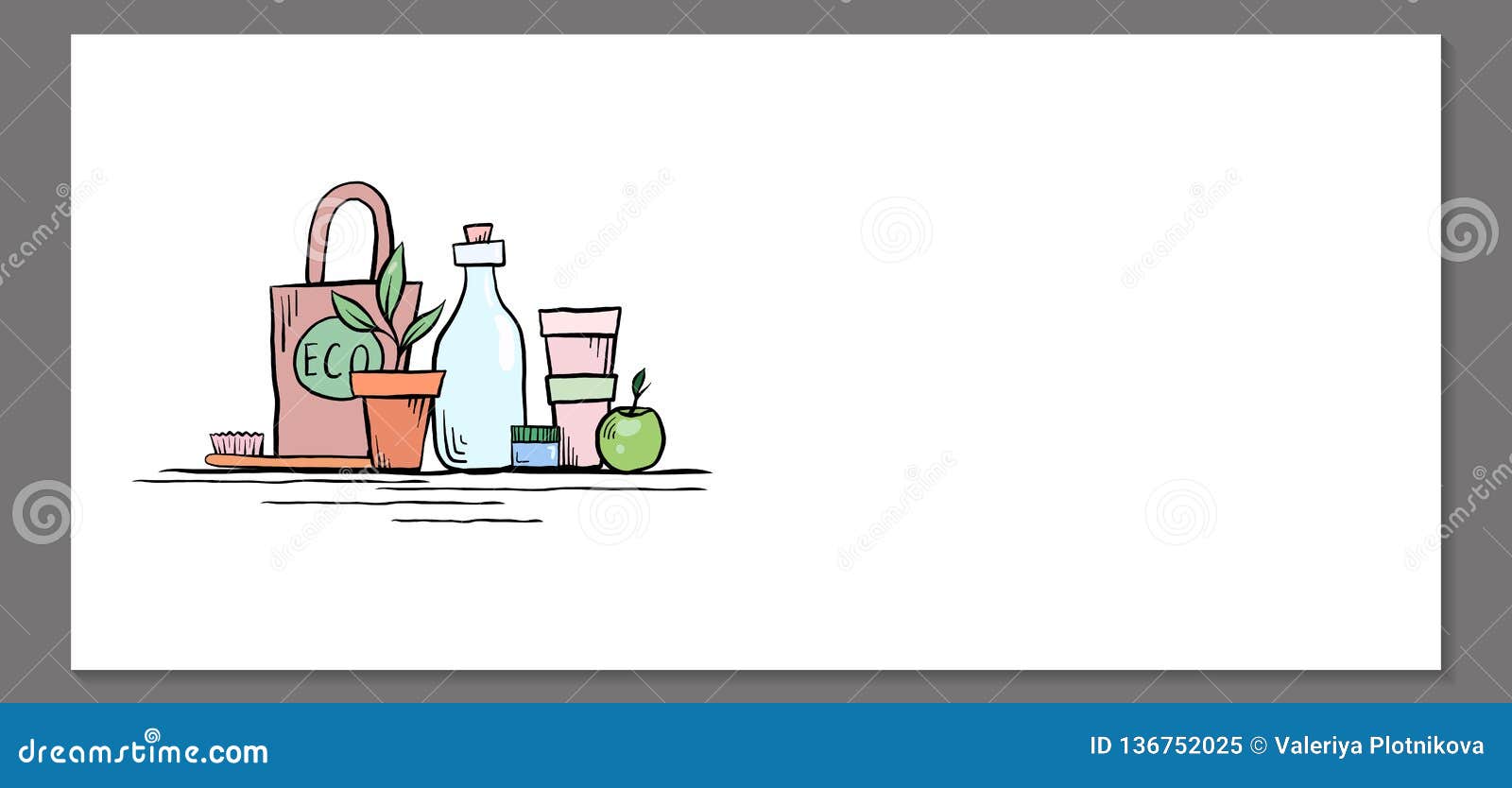 Template of Horizontal Banner with Eco Friendly Zero Waste Objects ...