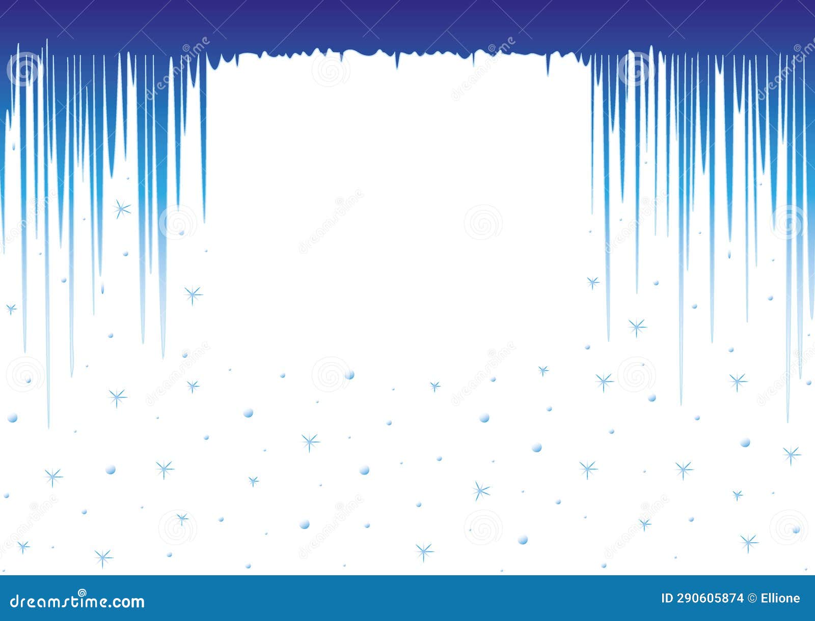 Template with Ice Icicles Border and Snowflakes. Stock Vector ...