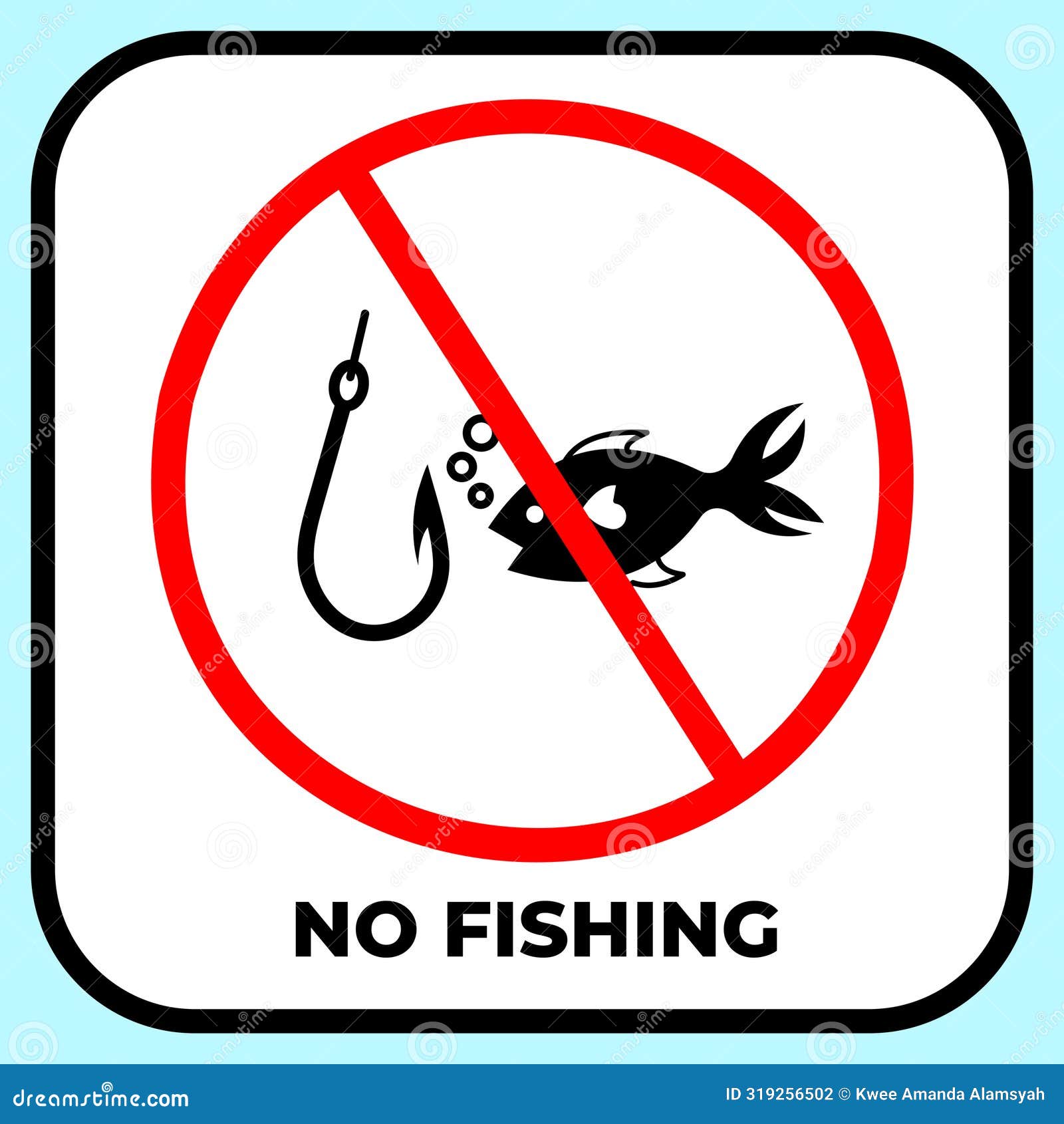 No Fishing Vector Poster or Sticker Design Stock Illustration ...
