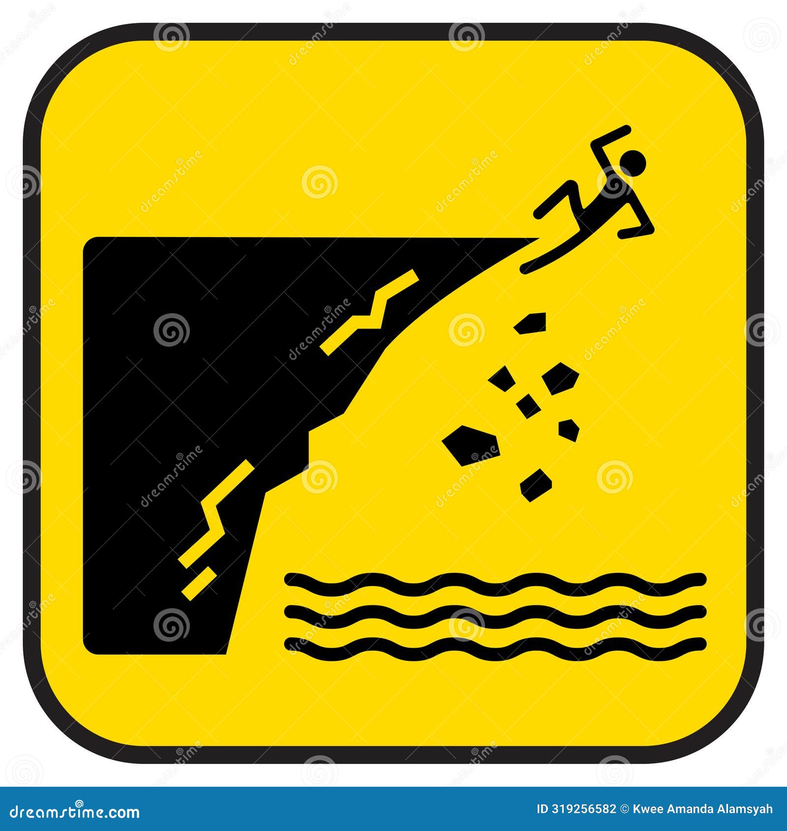 Caution Cliff Ahead Vector Icon Stock Illustration - Illustration of ...