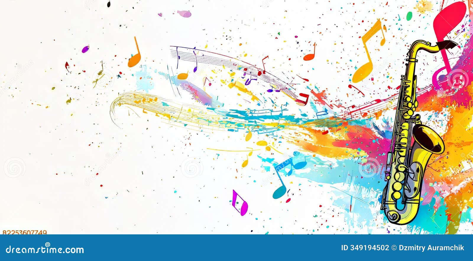 A Template Image of a Banner with Colorful Music Notes and Instruments ...