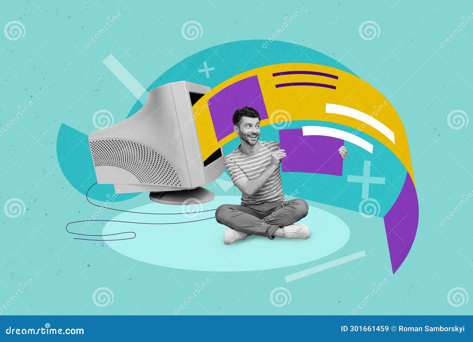 Template Image Poster Collage of Guy Worker Receive Letters with Fast ...