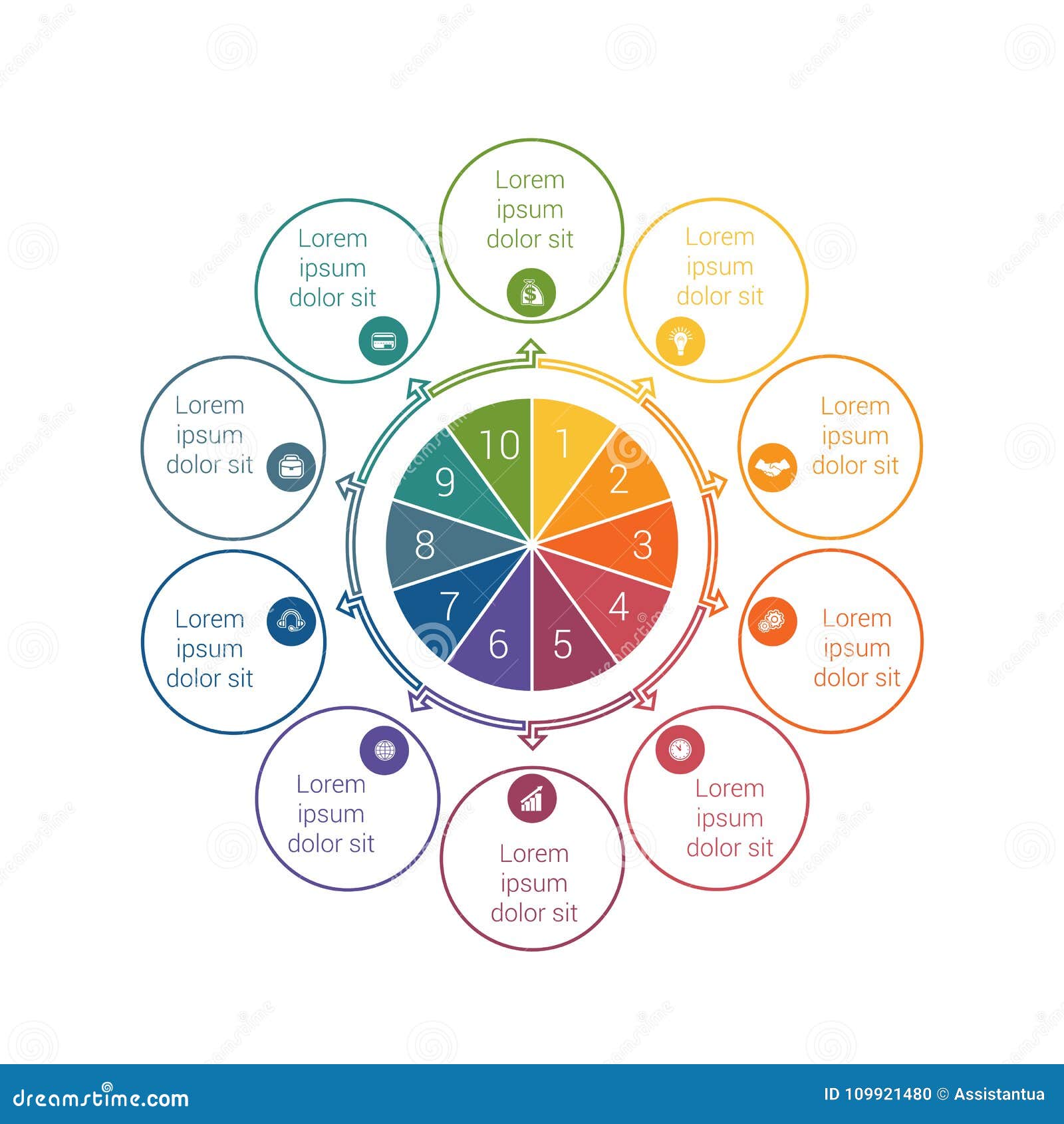 Template for Info Grapchics Diagram 10 Cyclic Processes Stock Vector ...
