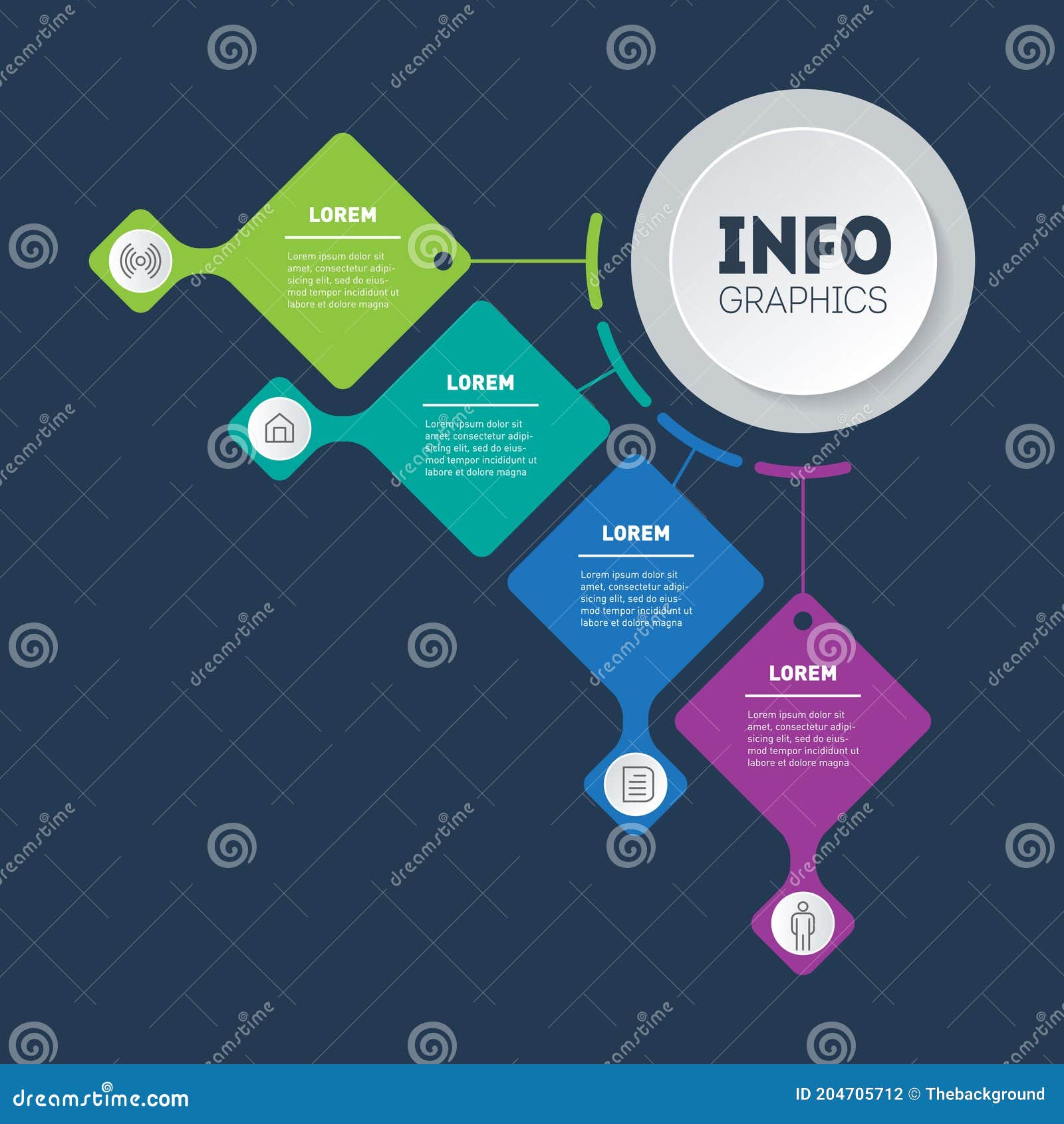 Template of Info Graphic or Diagram with Four Process. 4-steps Vector ...