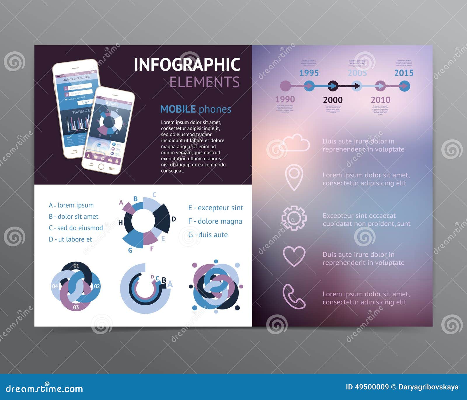Template with Infographic Elements and Phones Stock Vector ...