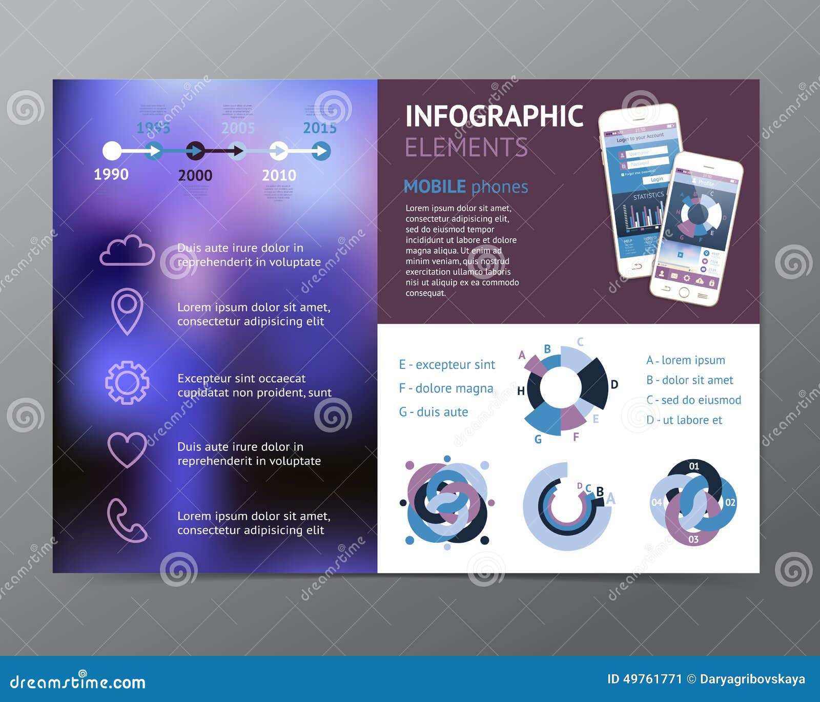 Template with Infographic Elements and Phones Stock Vector ...