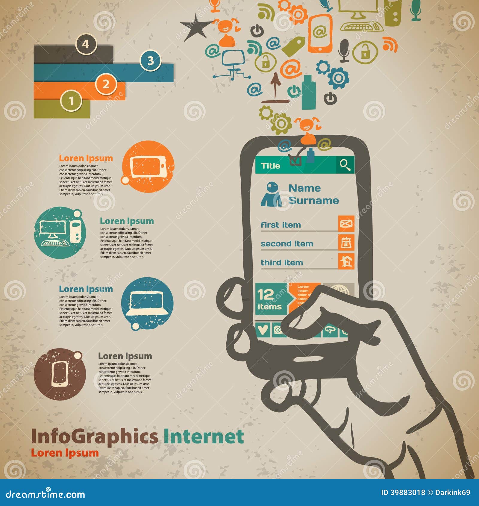 Template for Infographic with Hand with Smartphone Stock Vector ...