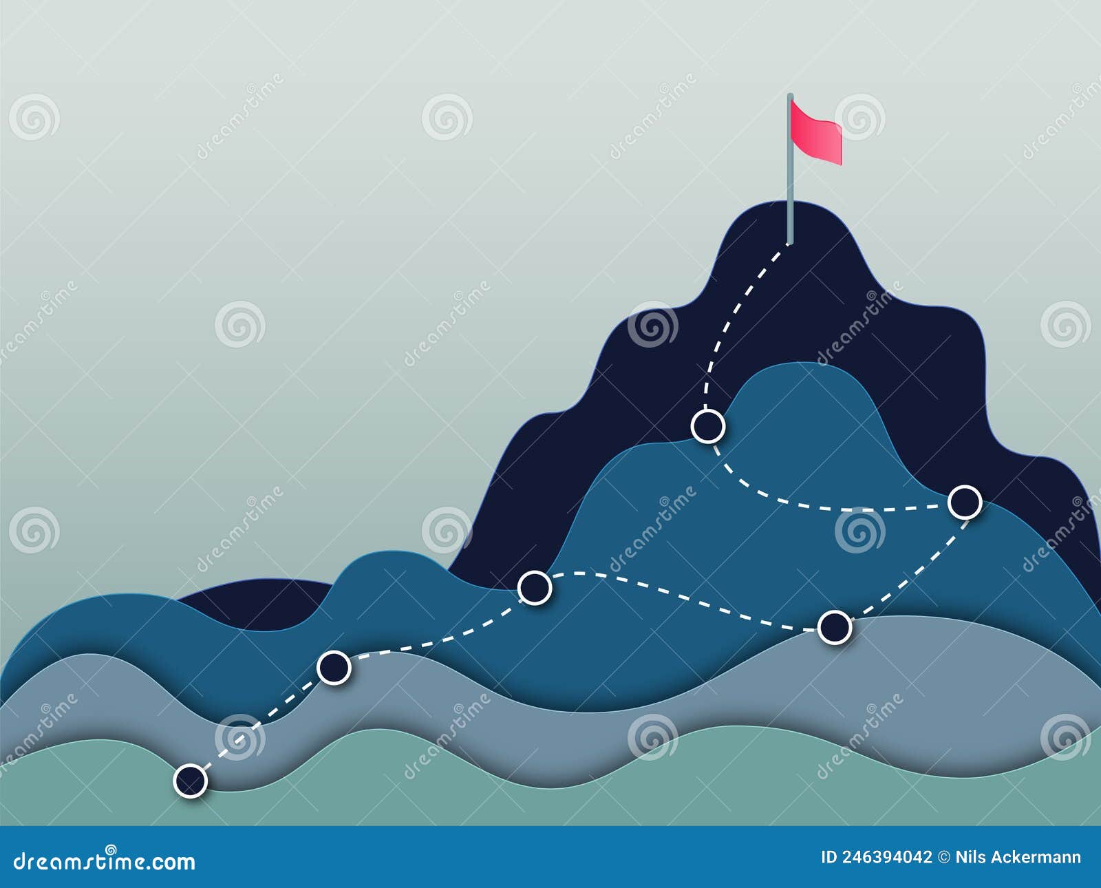 Roadmap Concept with Milestones. Paper Cut Vector Illustration of ...