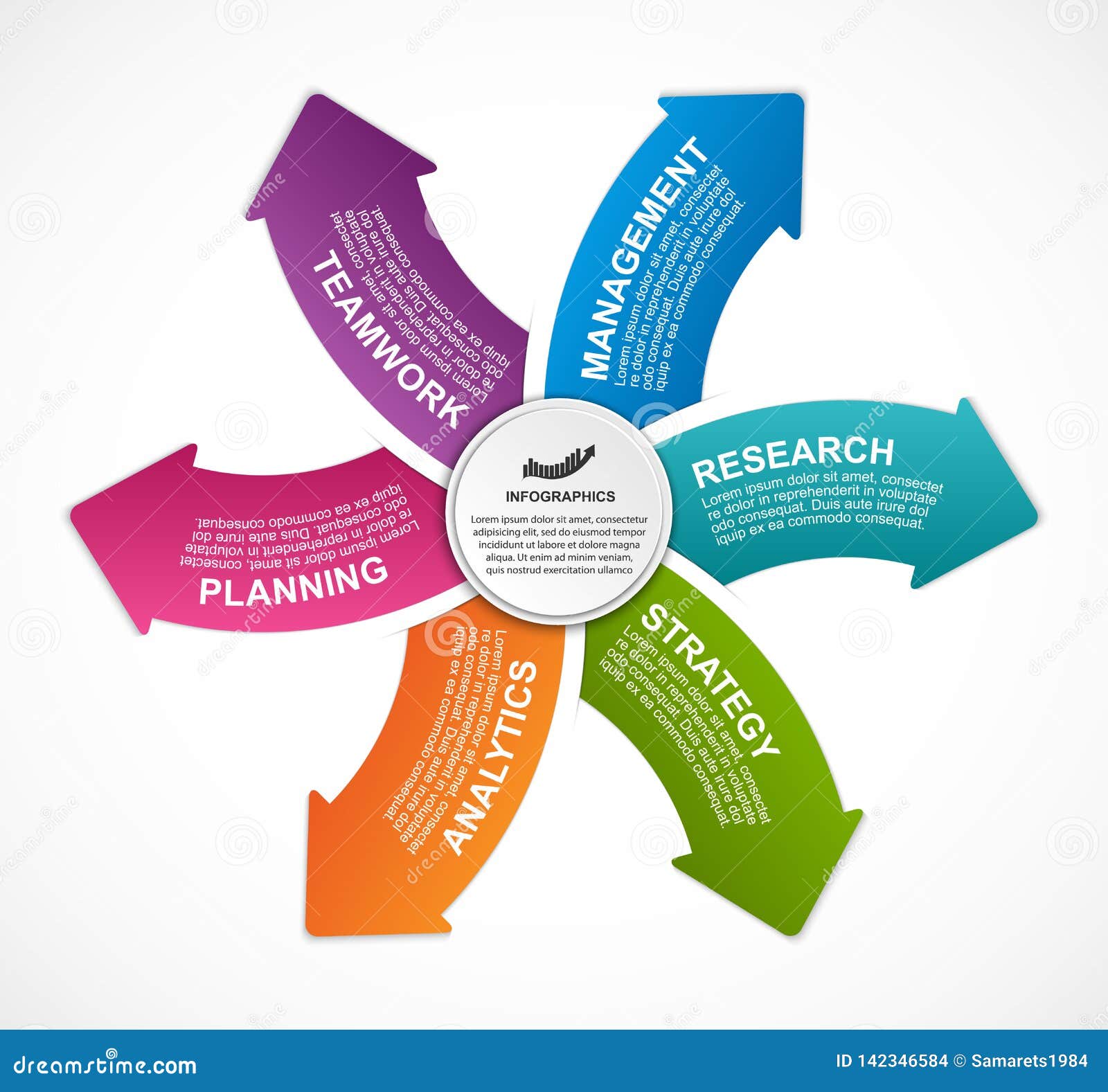 Template Infographics with Arrows in a Circle. Can Be Used for Business ...
