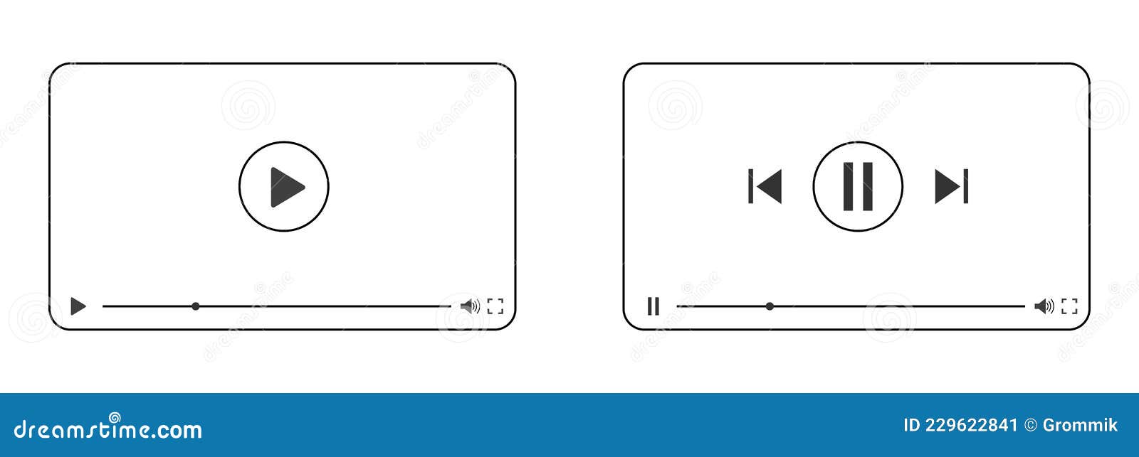 Template for the Interface of a Multimedia Video Player with the Play ...