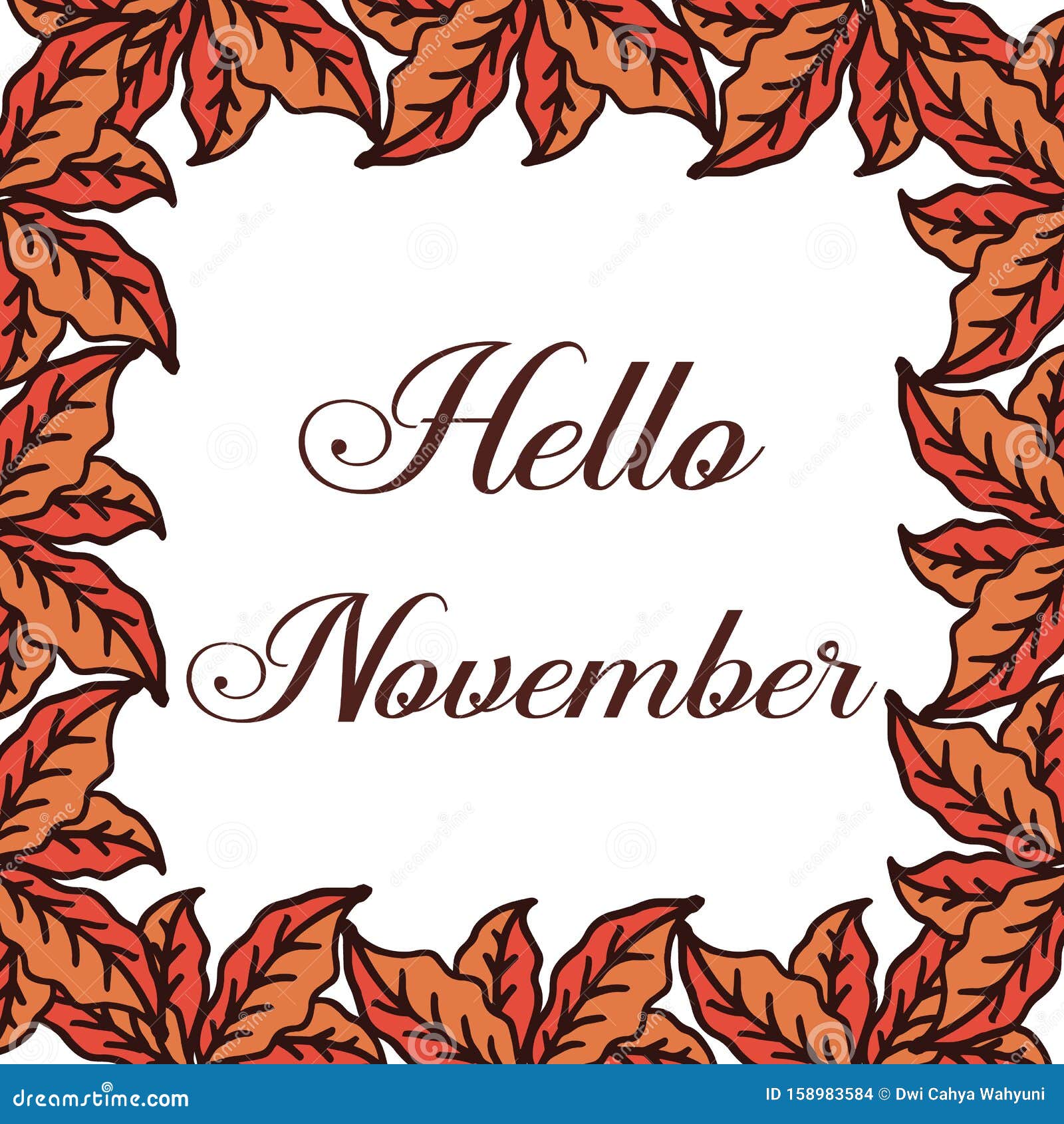 Template of Invitation Card Hello November, with Modern of Leaf Frame ...