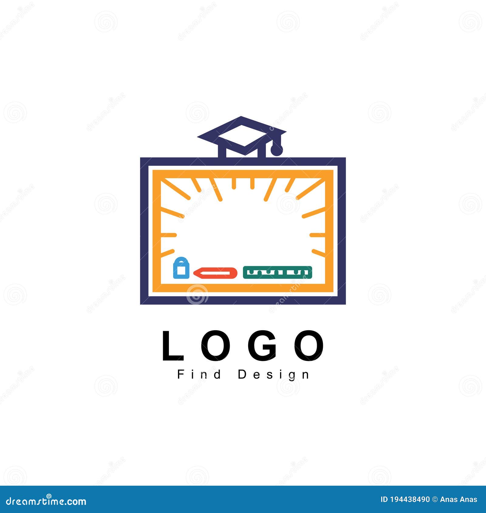 Education Logo, Board with Hat and Stationary Sign for Teacher Template ...