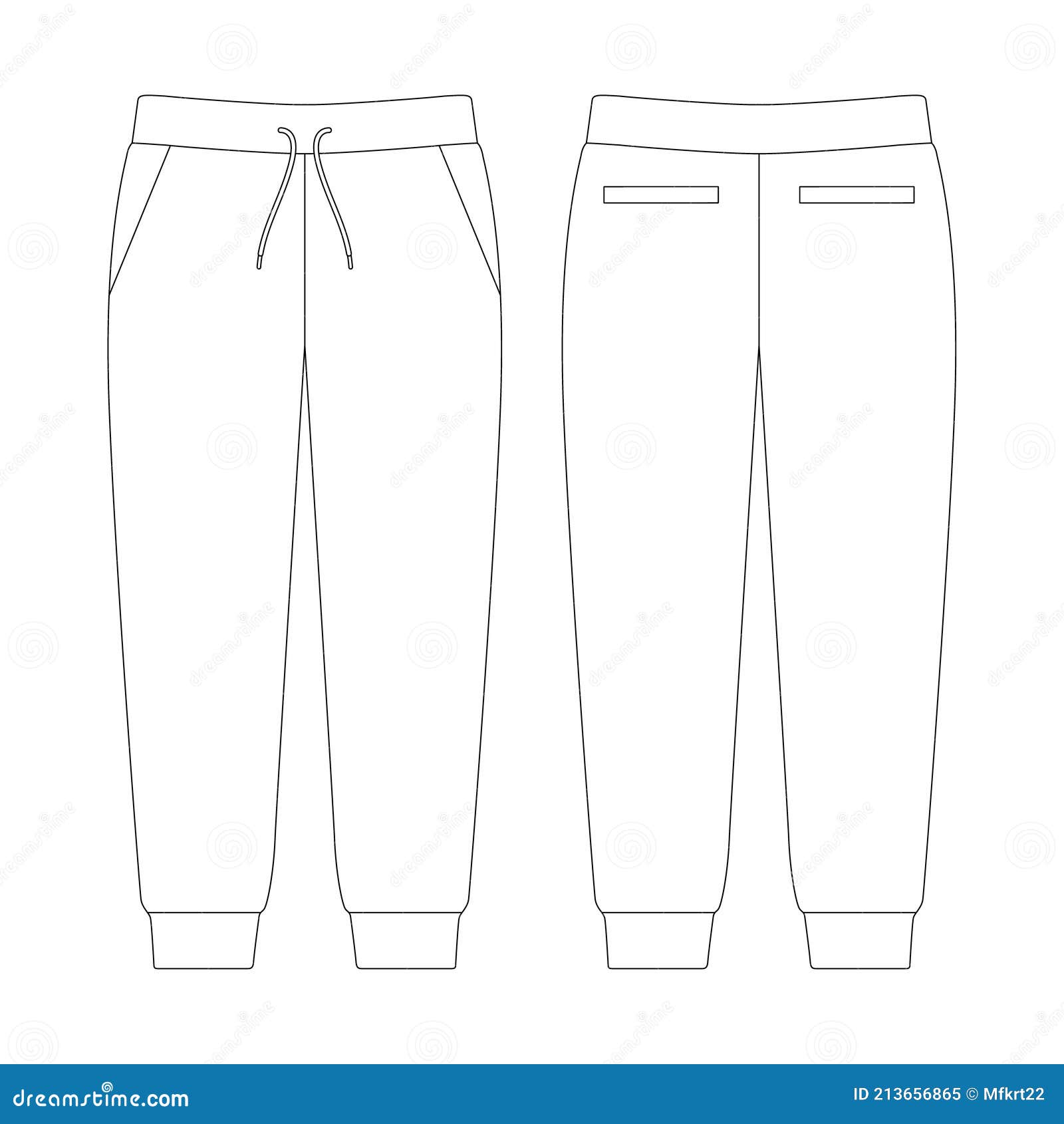 Template Jogger Sweatpants Jetted Pockets Vector Illustration Flat ...