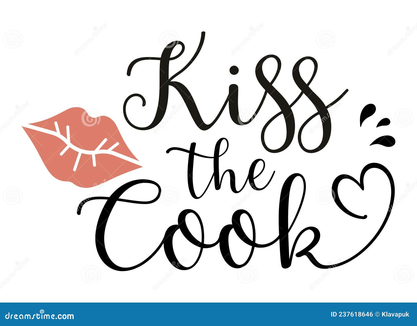 Template for Kitchen Poster or Apron Print. Kiss the Cook Stock Vector ...