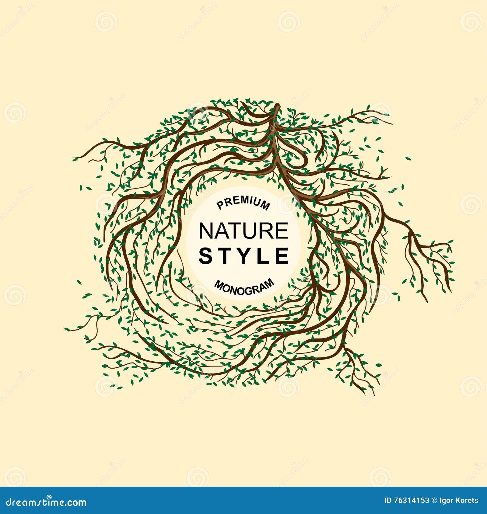 Template Labels, Monogram, Logo, Emblem. Branches of Trees Braided ...