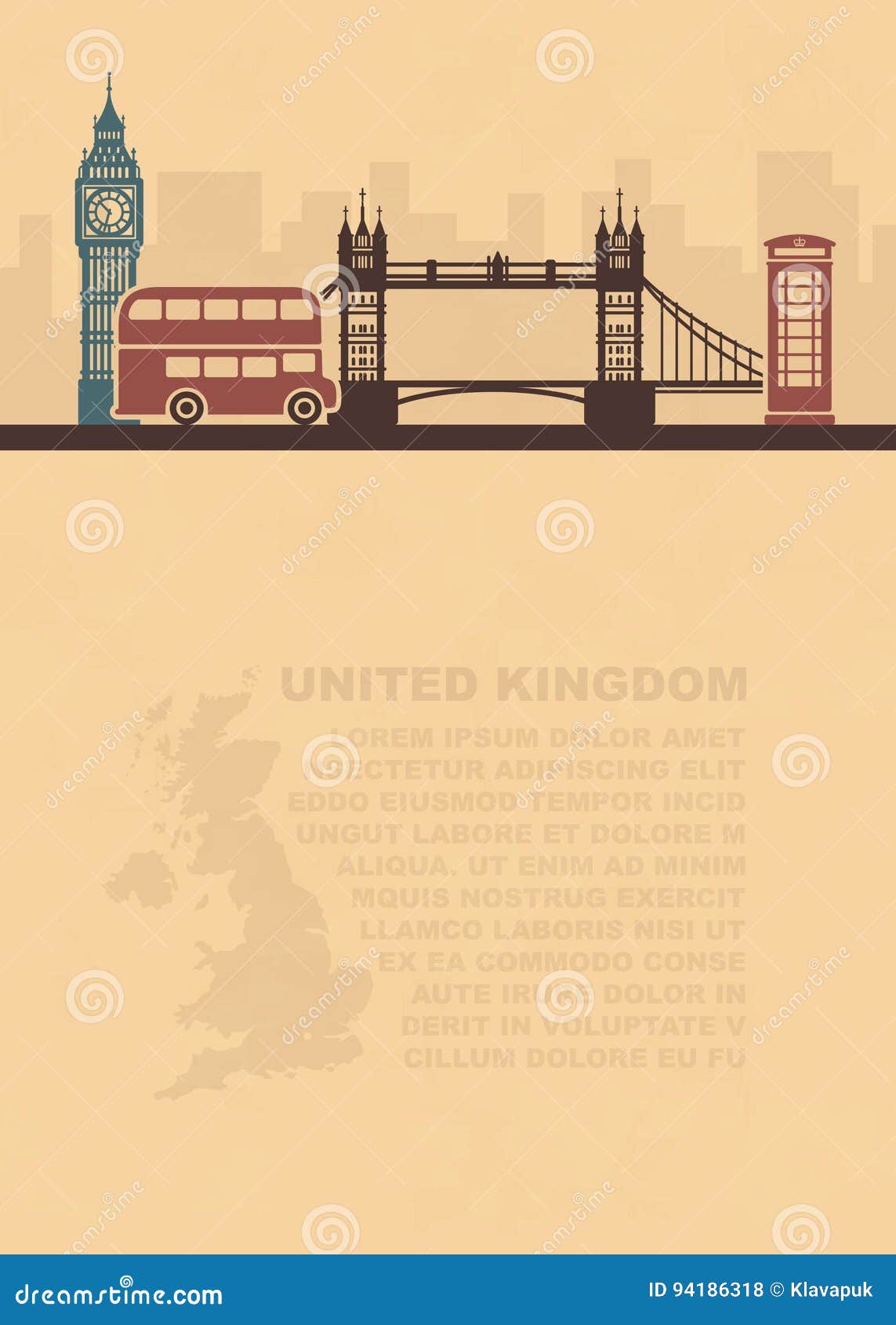 Template Leaflets with a Map of Great Britain and Landmarks of London ...