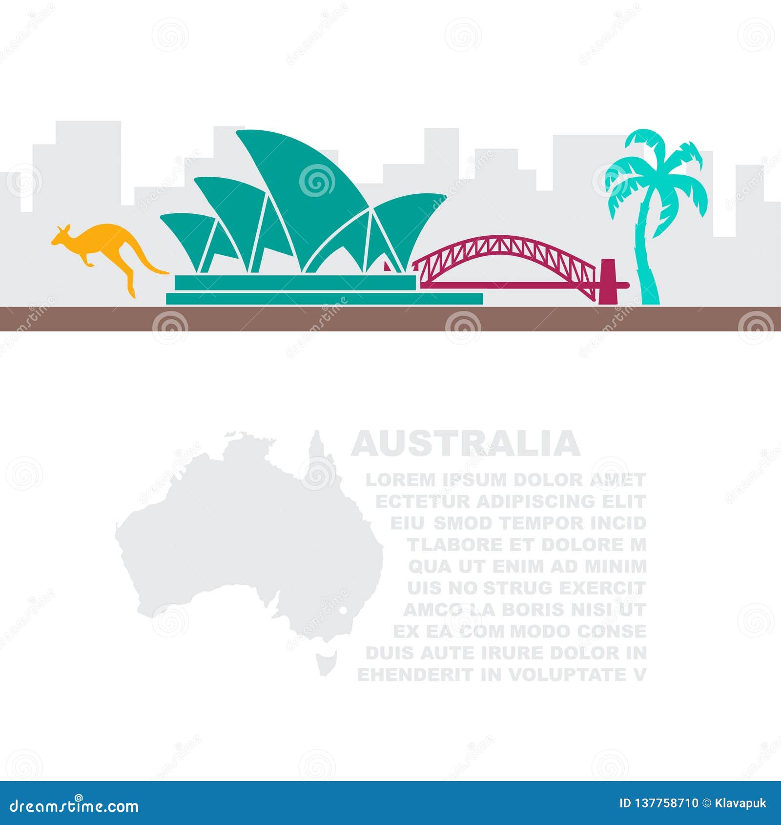Template Leaflets With A Map And Symbols Of The Australia And Place For ...