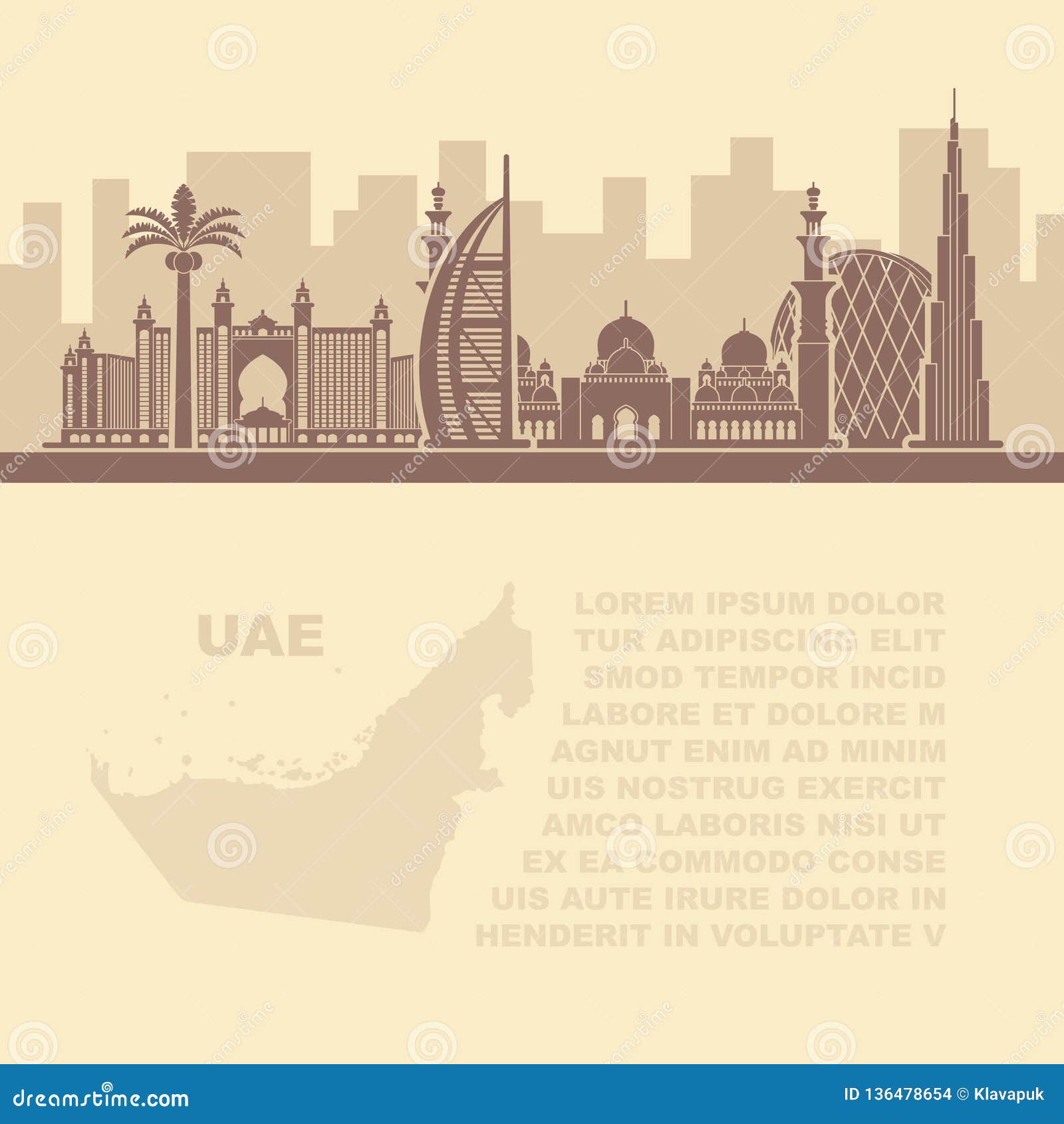 Template Leaflets with a Map of the UAE and Dubai Attractions Stock ...