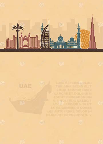 Template Leaflets with a Map of the UAE and Dubai Attractions Stock ...