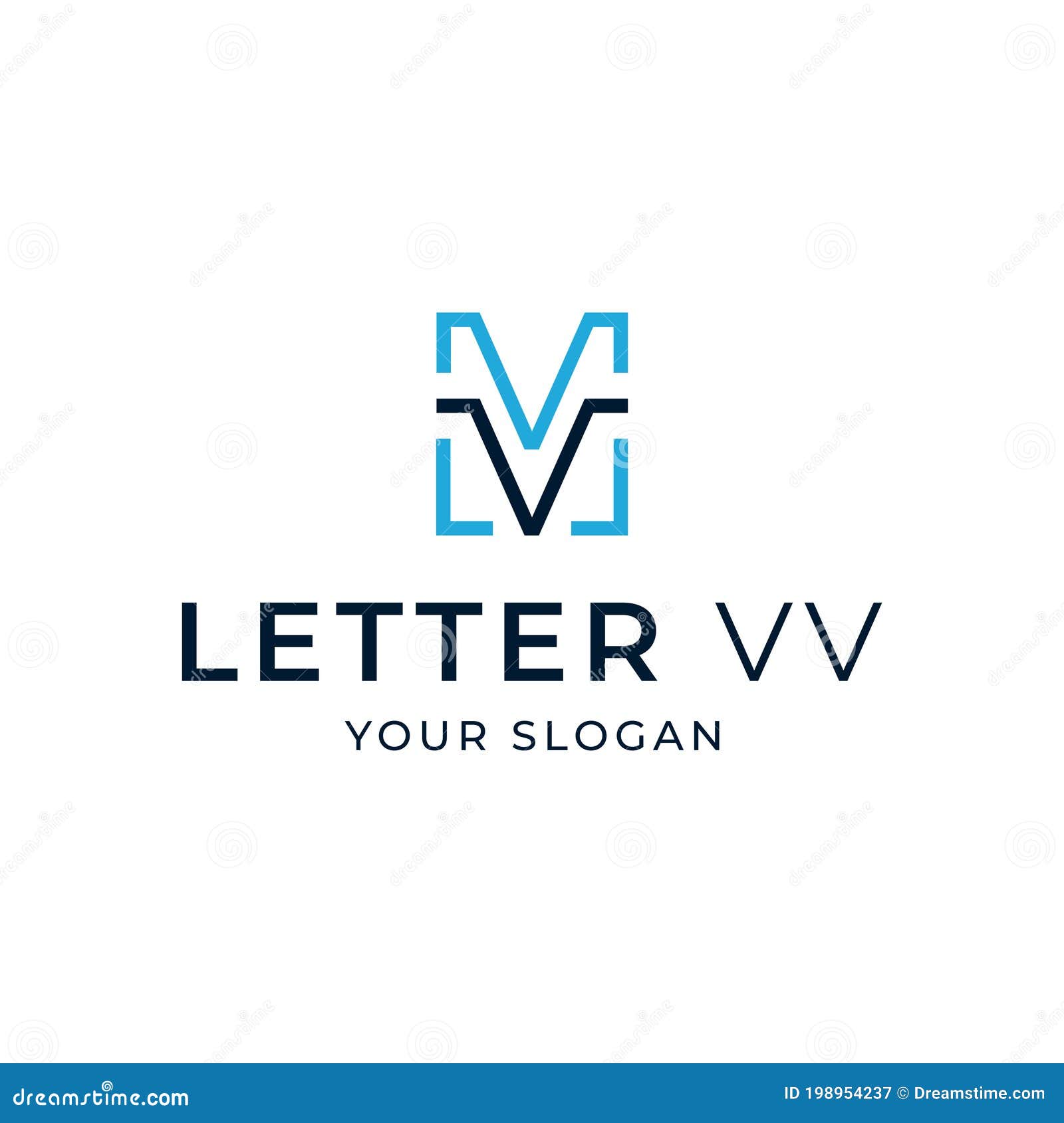 Monogram Letter Initials VV / MV with a Square Shape. Stock Vector ...