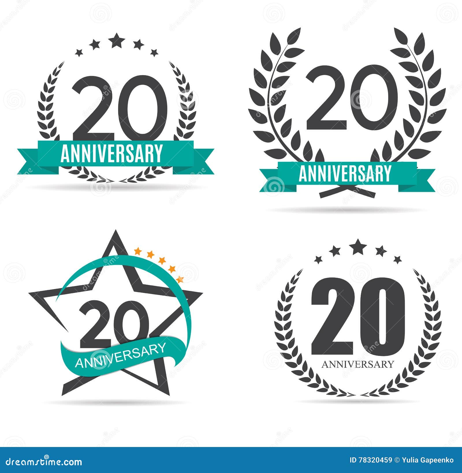 Template Logo 20 Years Anniversary Set Vector Illustration Stock Vector ...