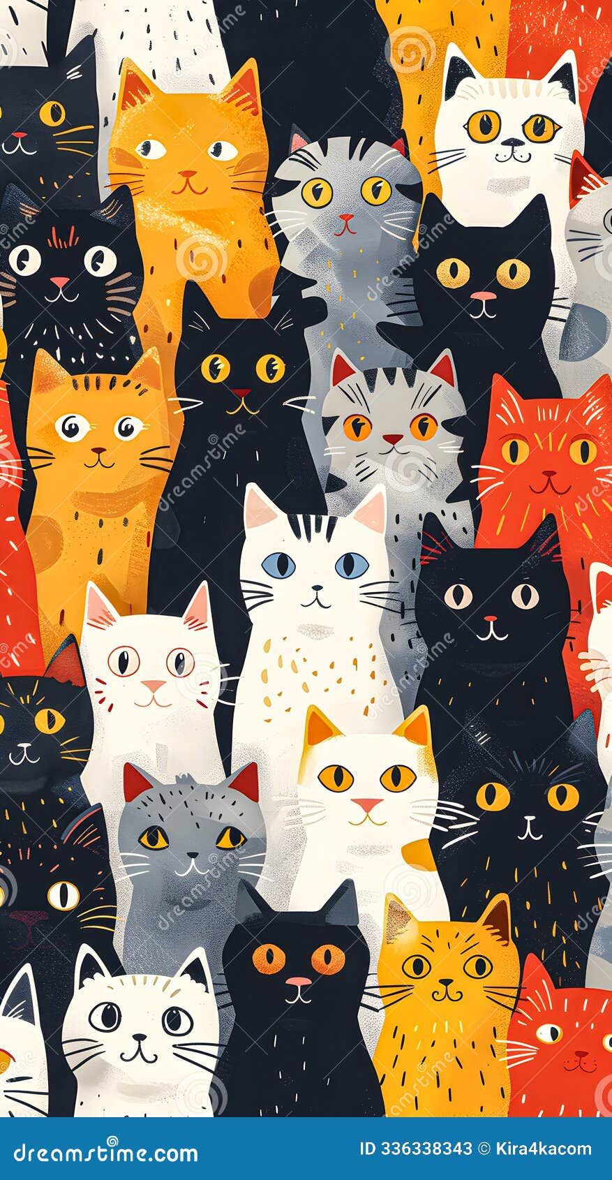 Template of Lots of Cute Colorful Cats Stock Image - Image of minimal ...