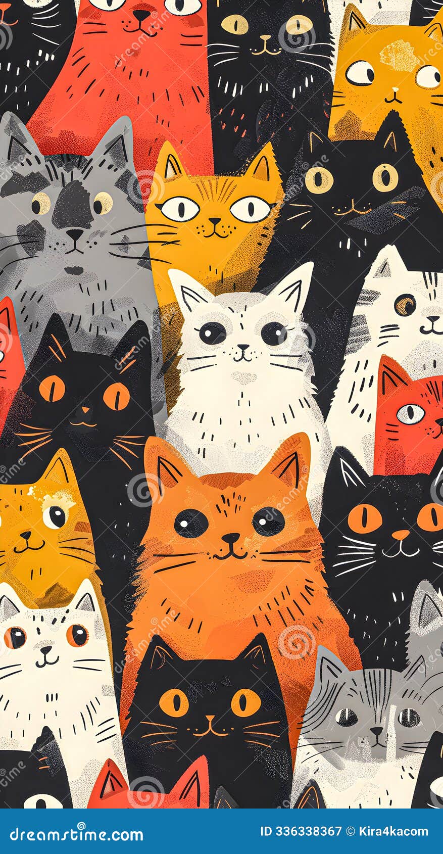 Template of Lots of Cute Colorful Cats Stock Image - Image of design ...