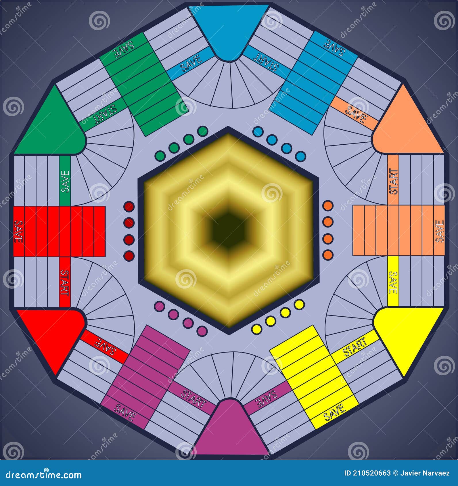 Template for Ludo Six Seats Stock Illustration - Illustration of board ...