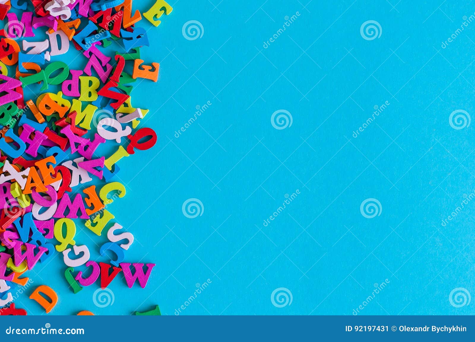 Template with Many Color Letters, ABC with Blue Background and Empty ...