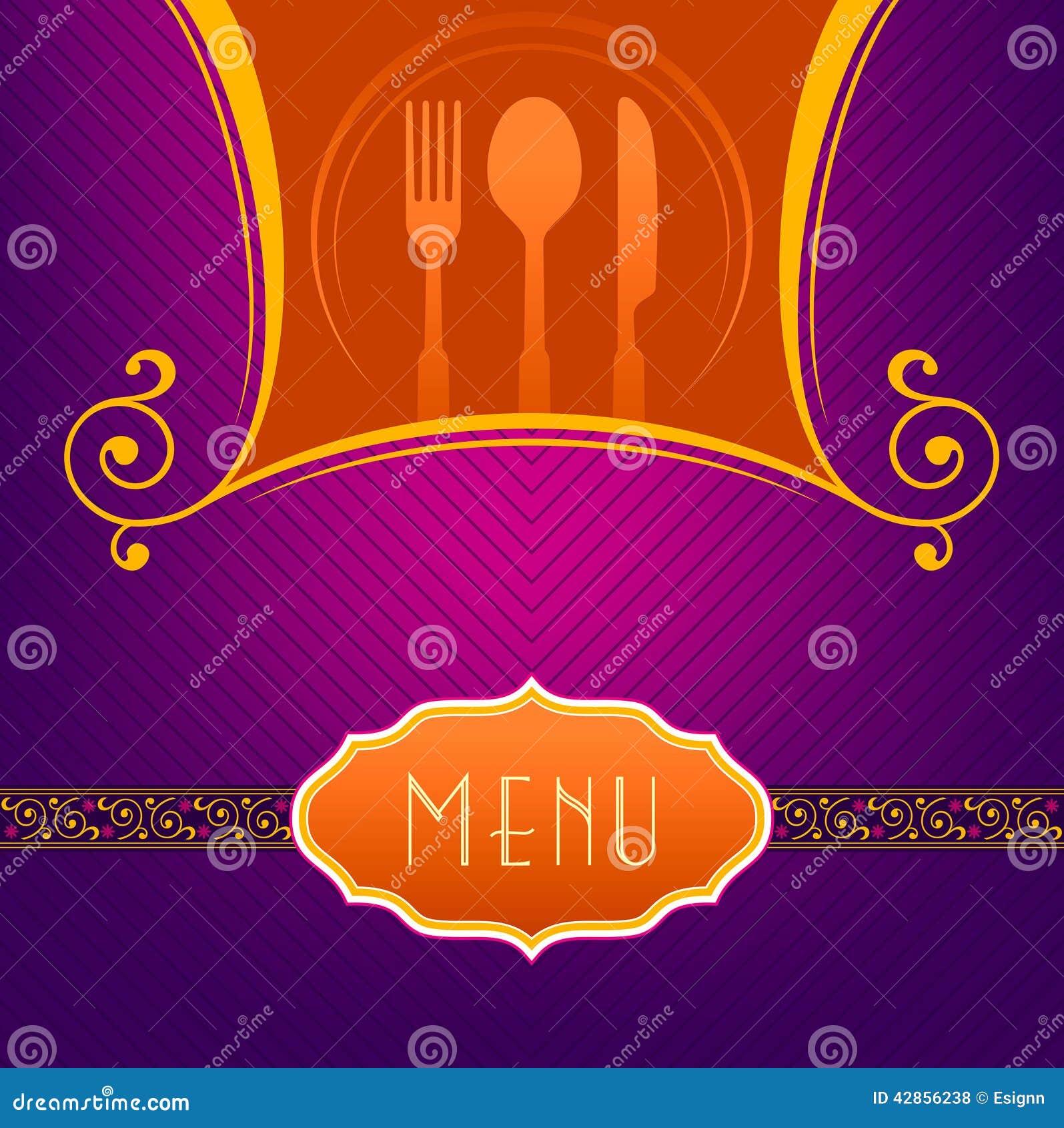 Template for Menu Card with Cutlery Stock Vector - Illustration of ...