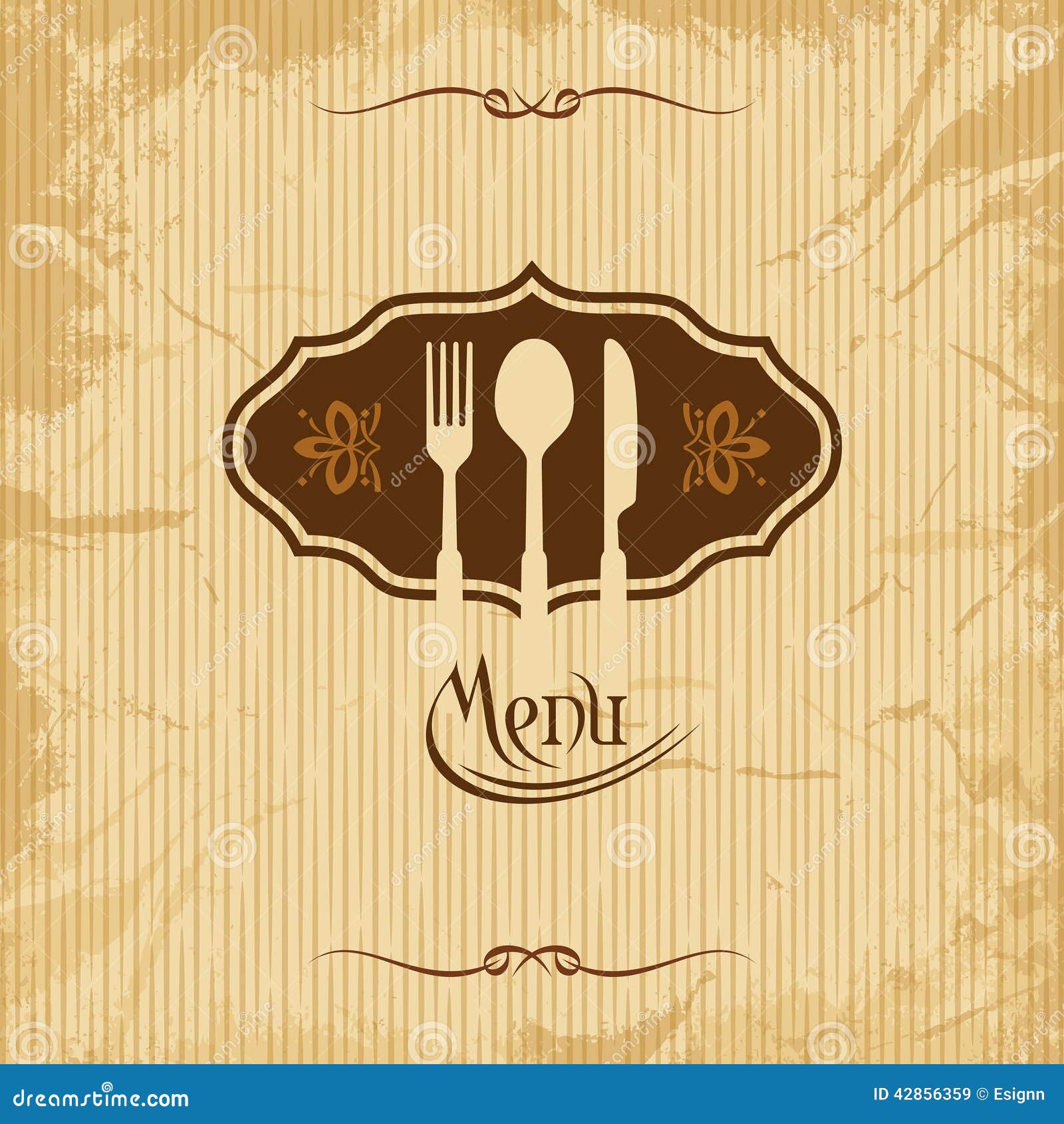 Template for Menu Card with Cutlery Stock Vector - Illustration of ...